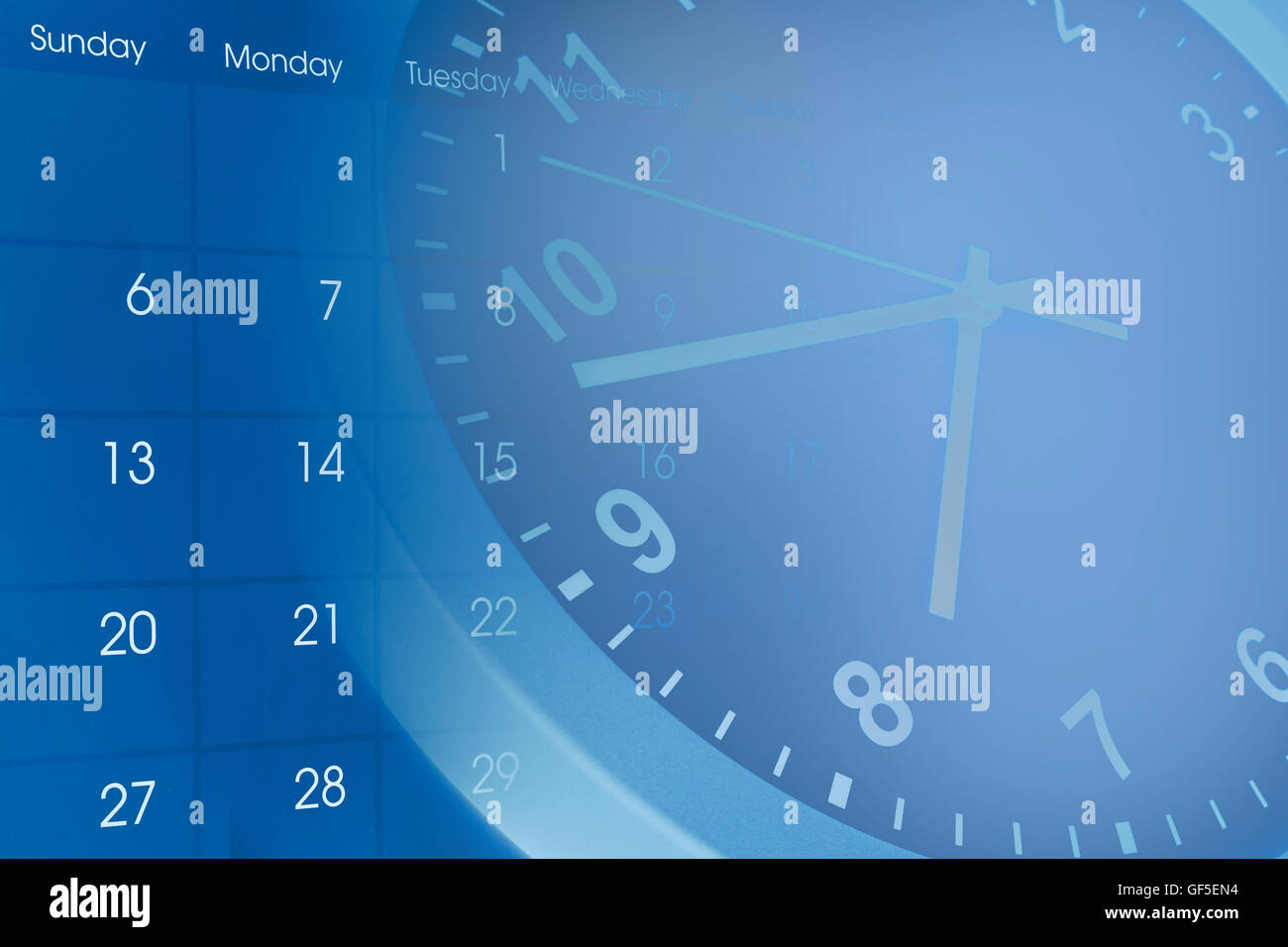 Clock face and calendar composite Stock Photo - Alamy