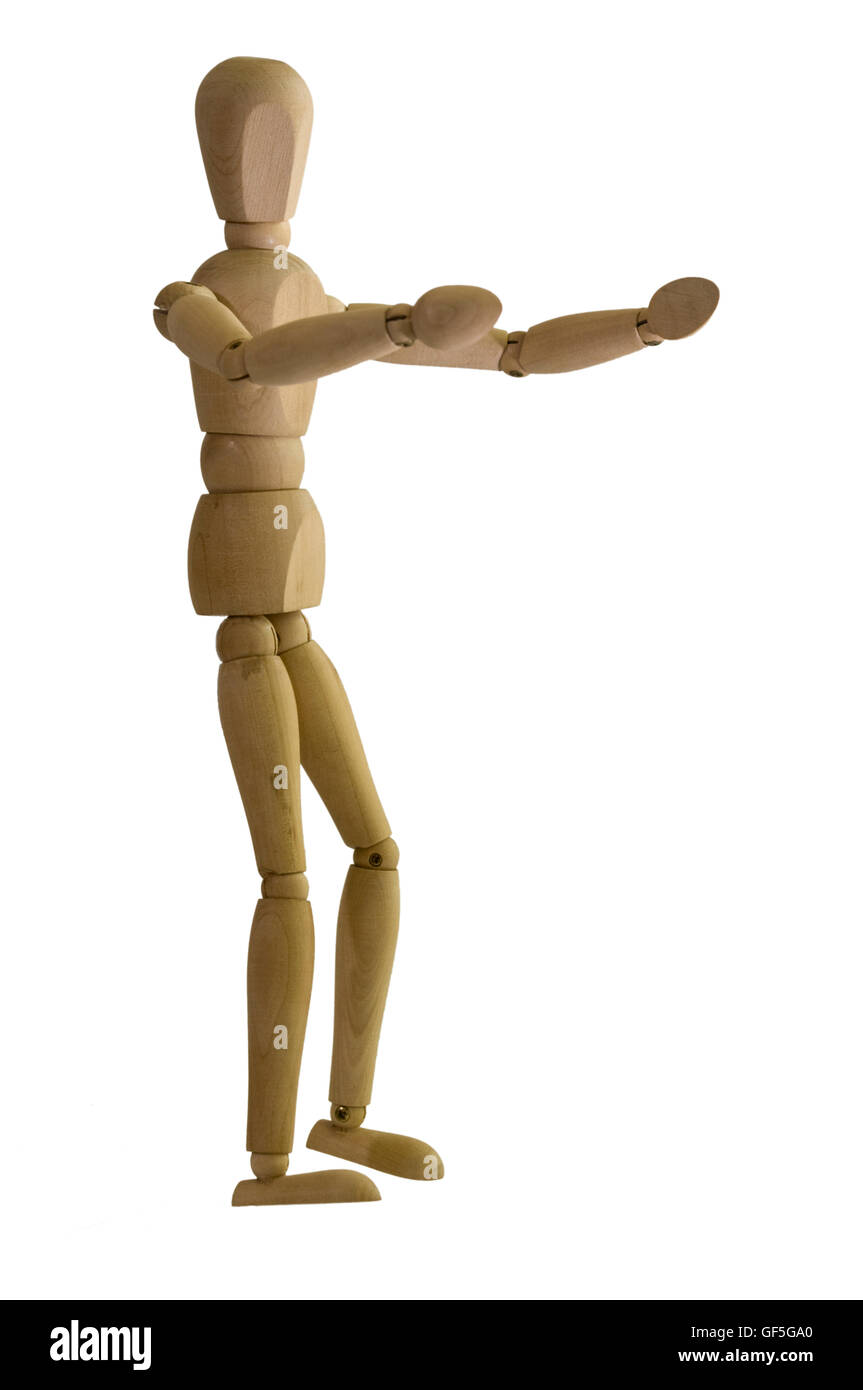 Posed artist manikin on white background ready for a hug Stock Photo ...
