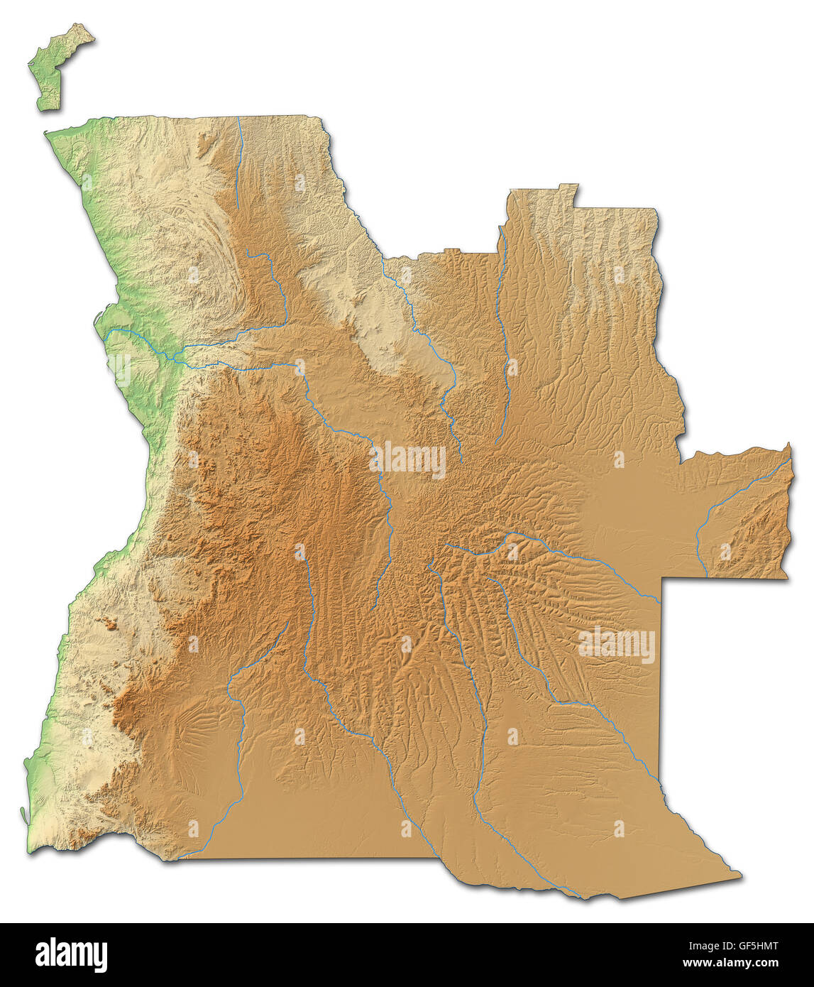 Angola relief map hi-res stock photography and images - Alamy