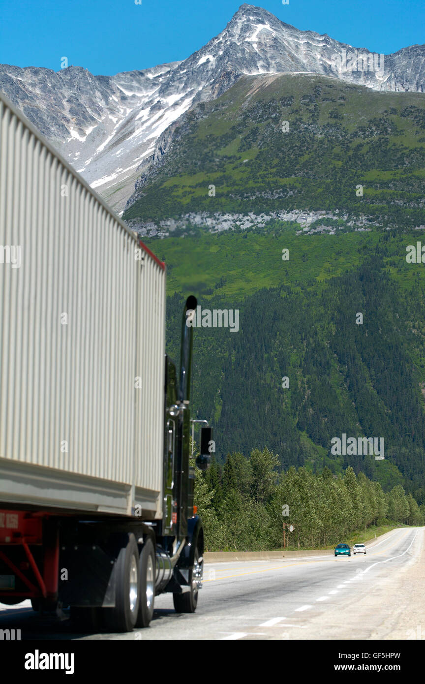 Canadian highway with truck and cars. British Columbia. Canada ...