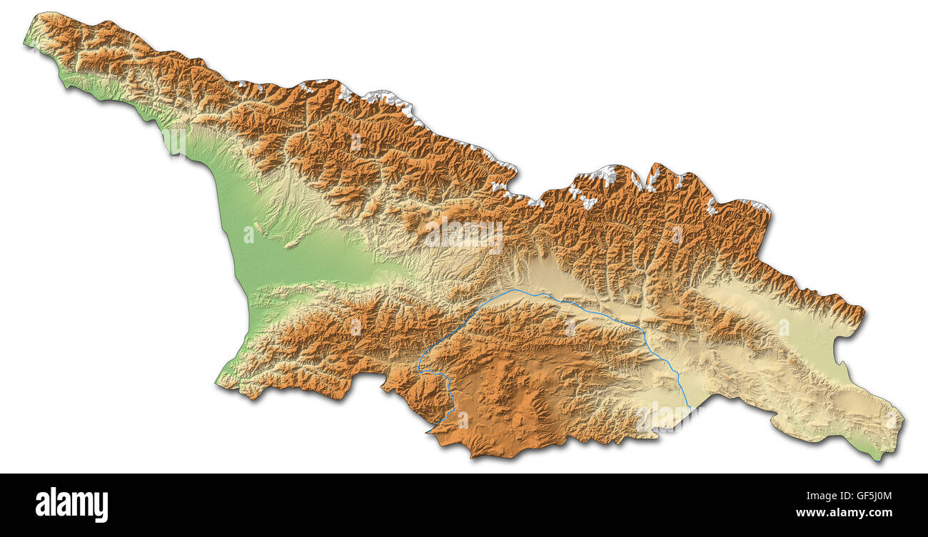 Relief map of Georgia with shaded relief Stock Photo - Alamy