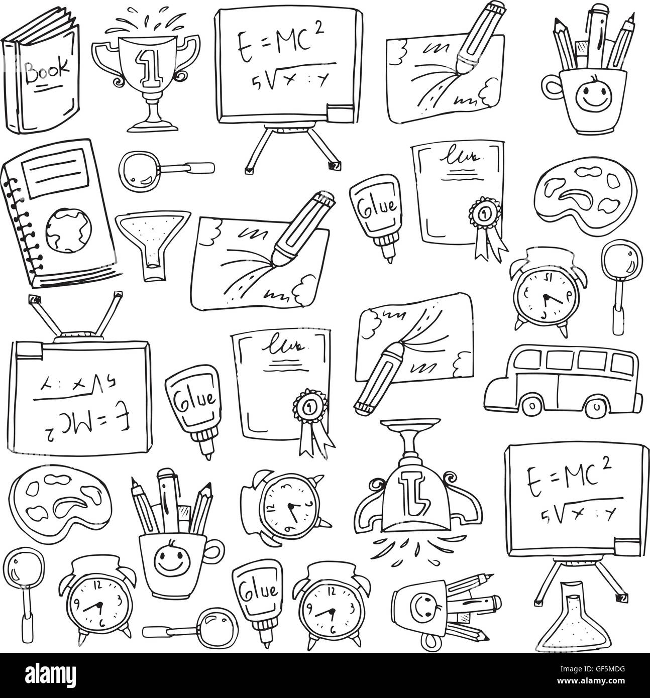 Supplies school doodles design Stock Vector Image & Art - Alamy