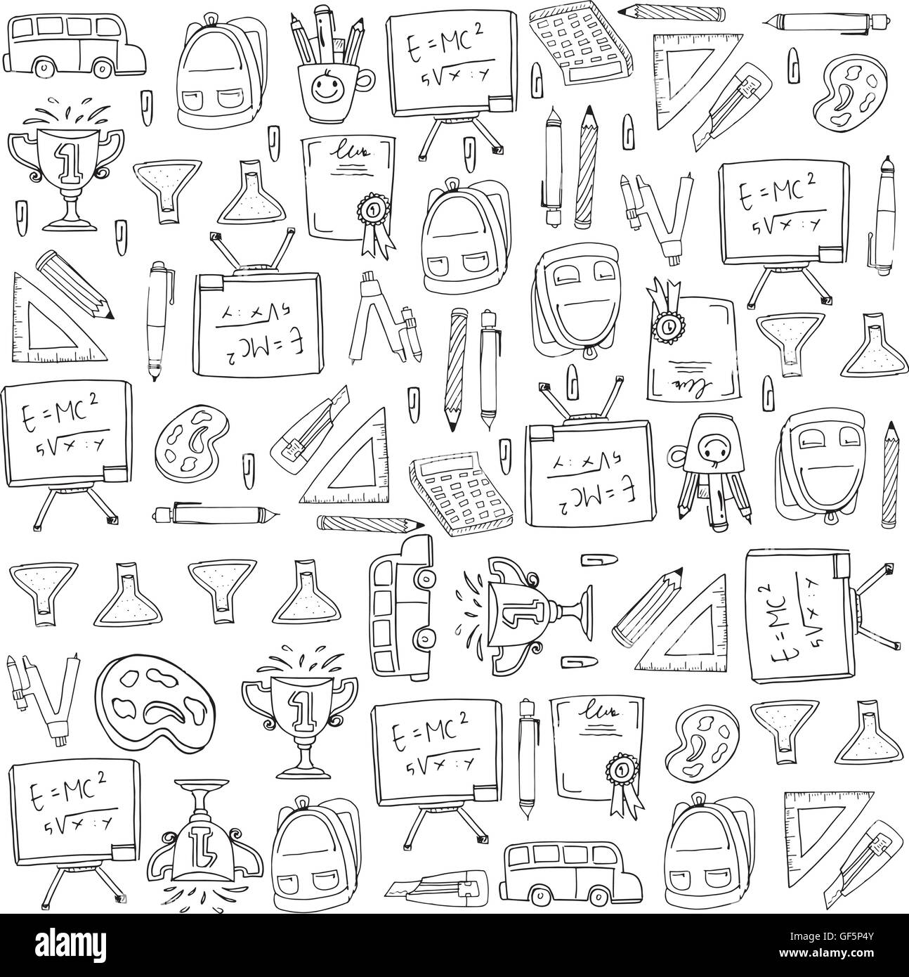 Collection stock many object school doodles Stock Vector Image & Art ...