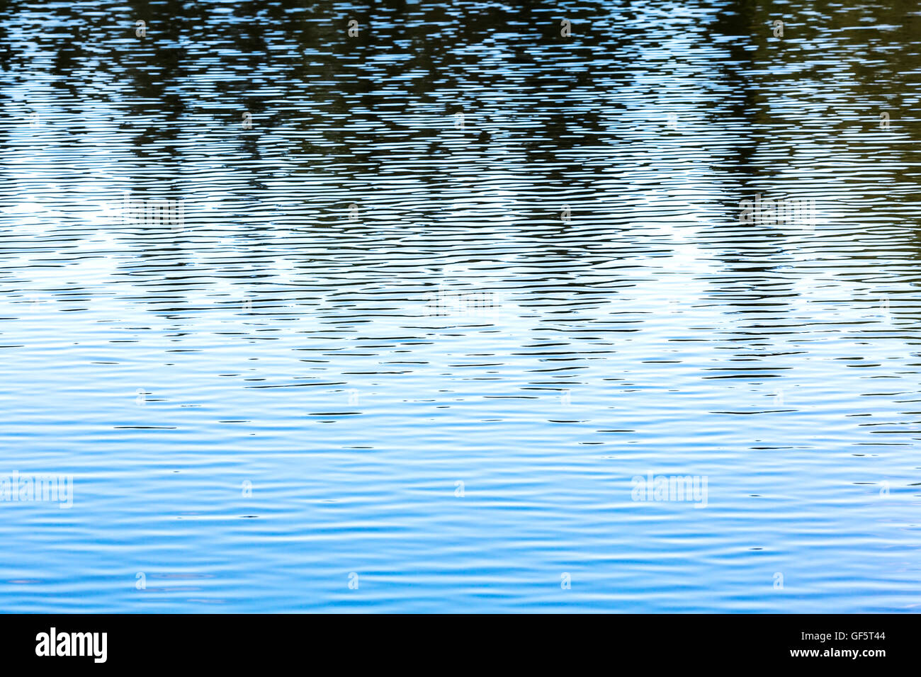 textured pure blue water with ripples and background reflection Stock ...