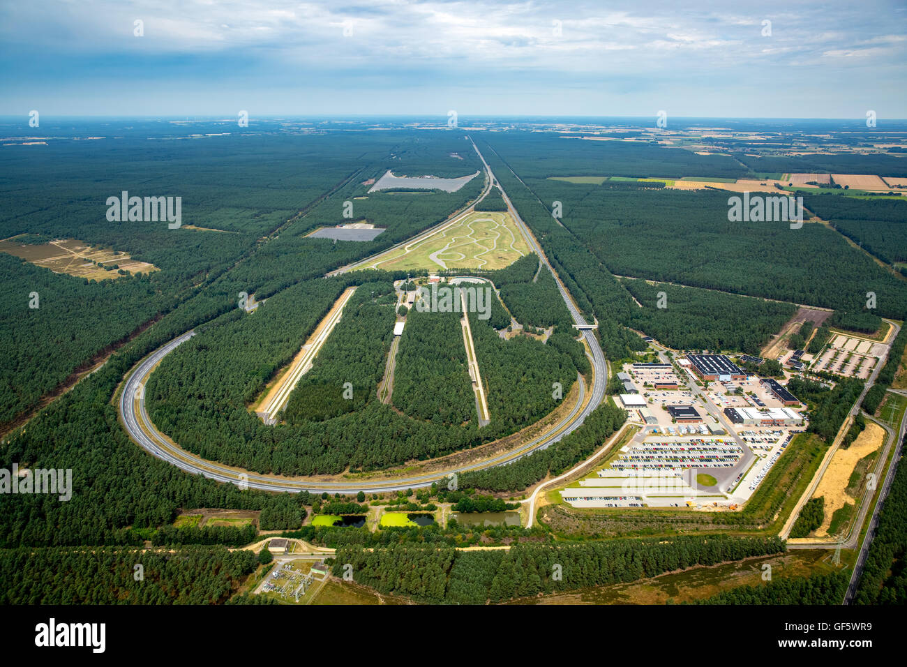 Aerial view, Volkswagen AG test track Ehra-Lessien, test track in Ehra ...