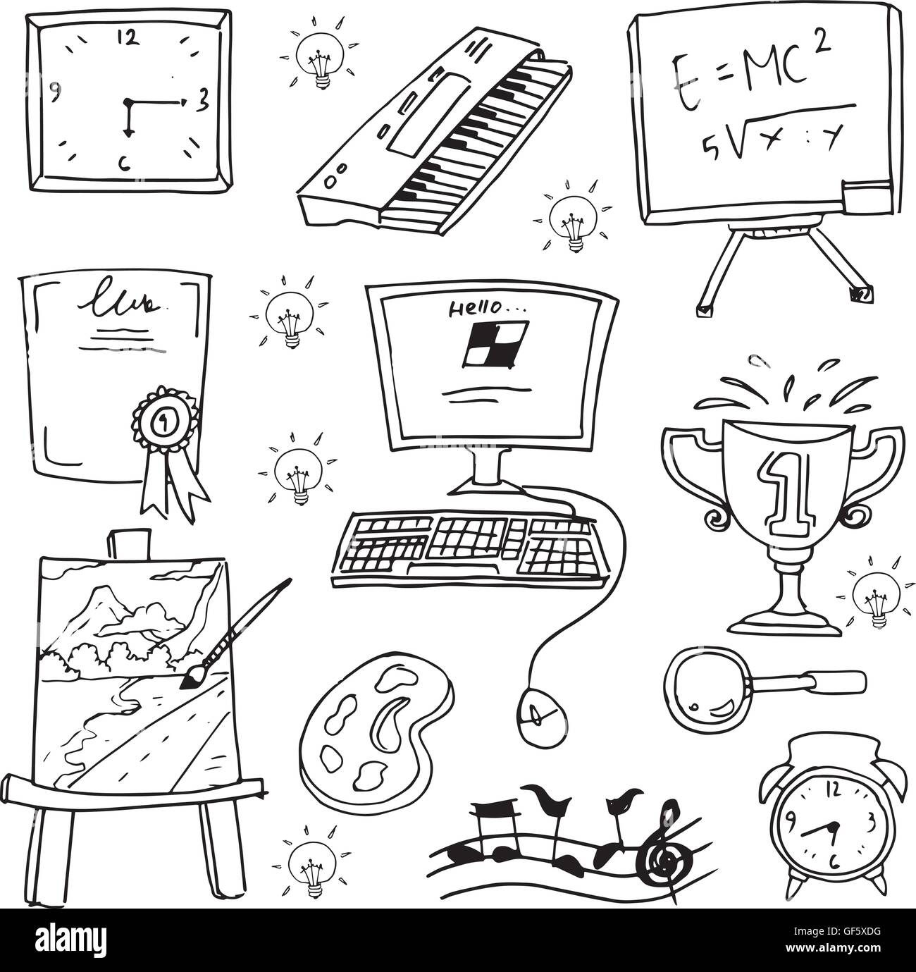 Object school element doodles Stock Vector Image & Art - Alamy