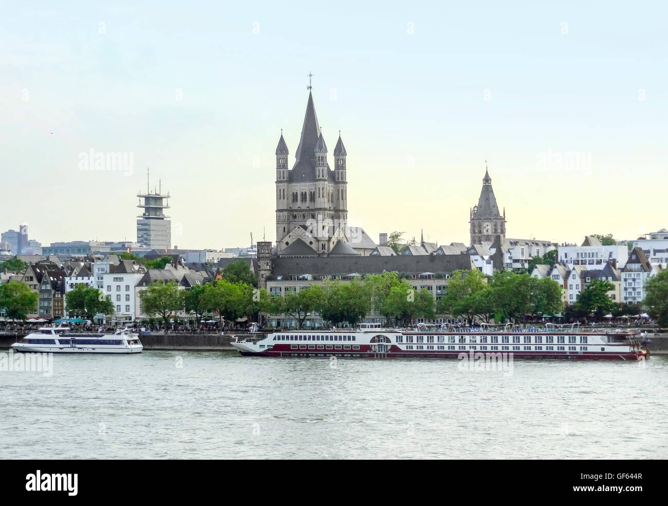 waterside scenery in Cologne, a city in North Rhine-Westphalia in ...