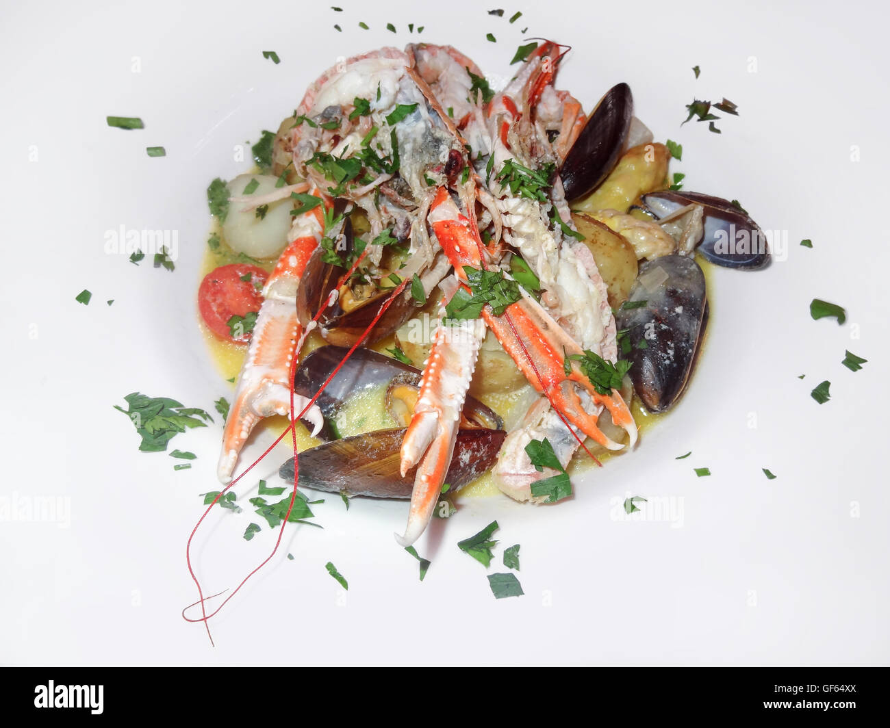 fresh seafood dish with crustaceans and bivalves Stock Photo - Alamy