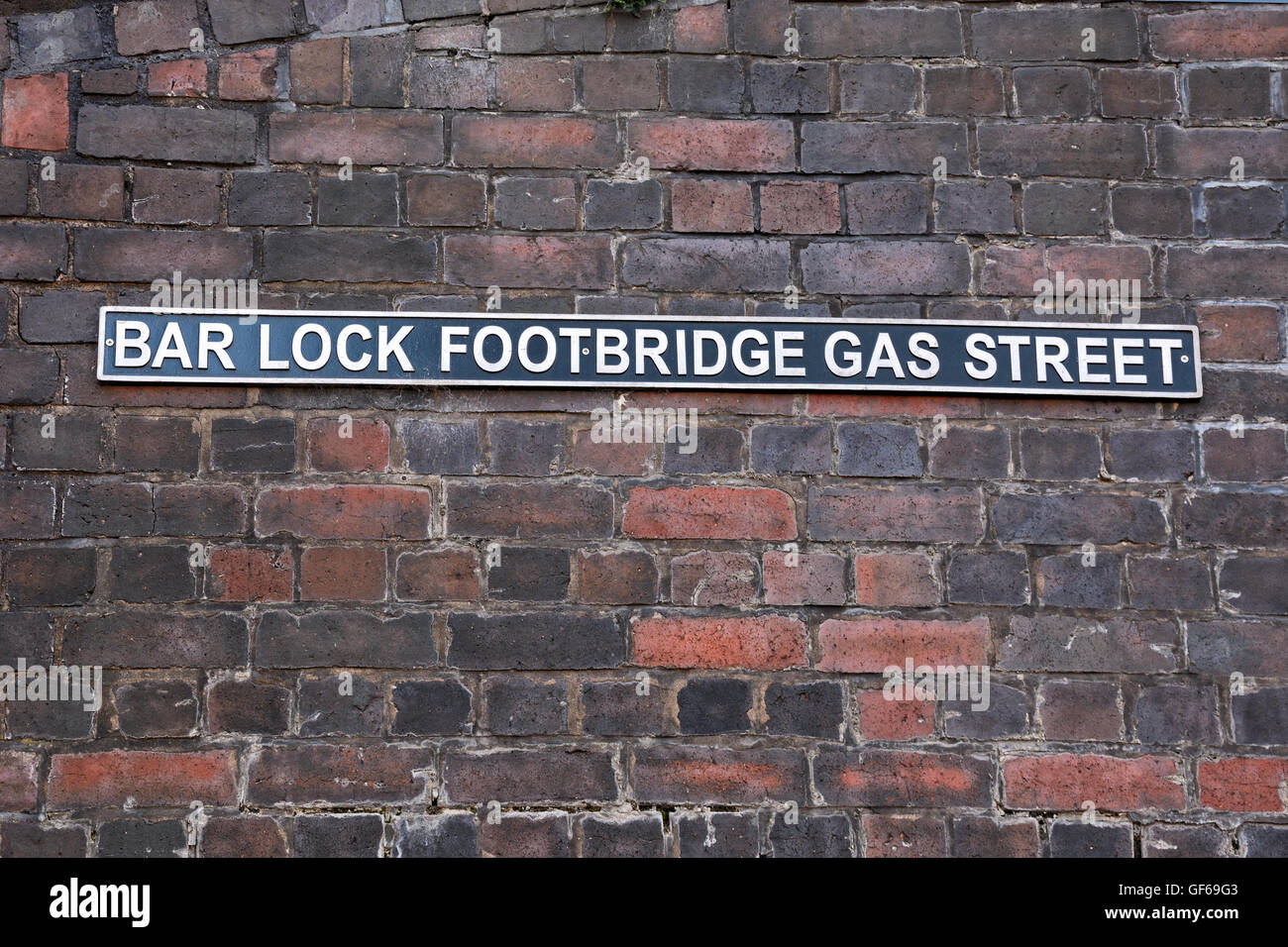 Bar Lock footbridge sign at Gas Street Basin, Birmingham, England, UK ...
