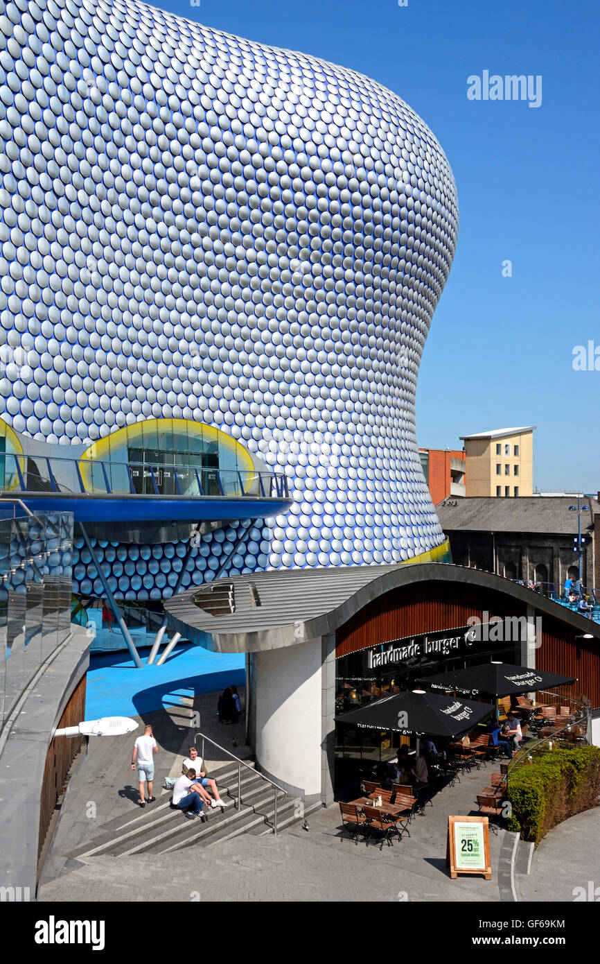 View of the Selfridges building in the Bullring with people enjoying ...