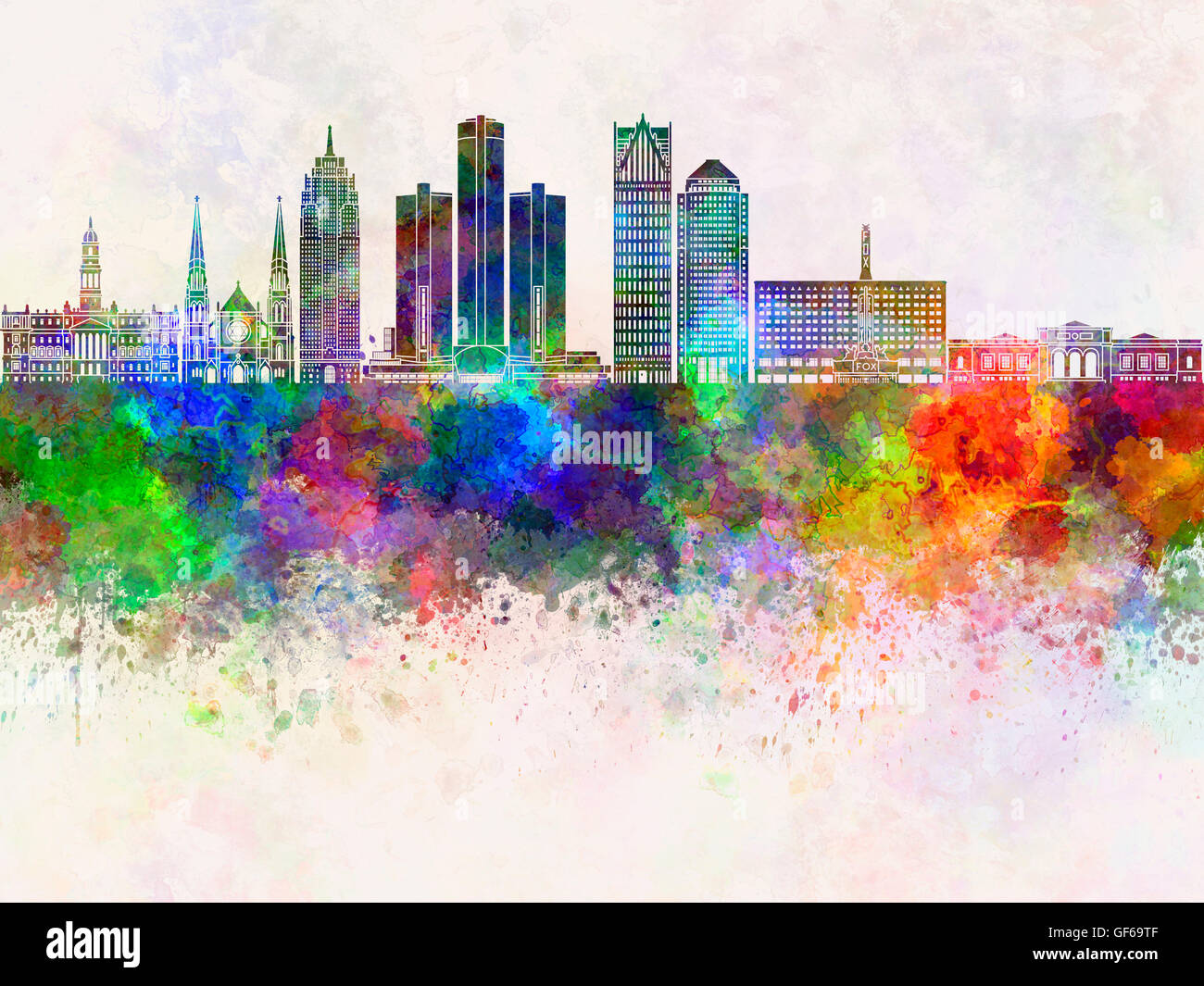 Vintage, detroit skyline hi-res stock photography and images - Alamy