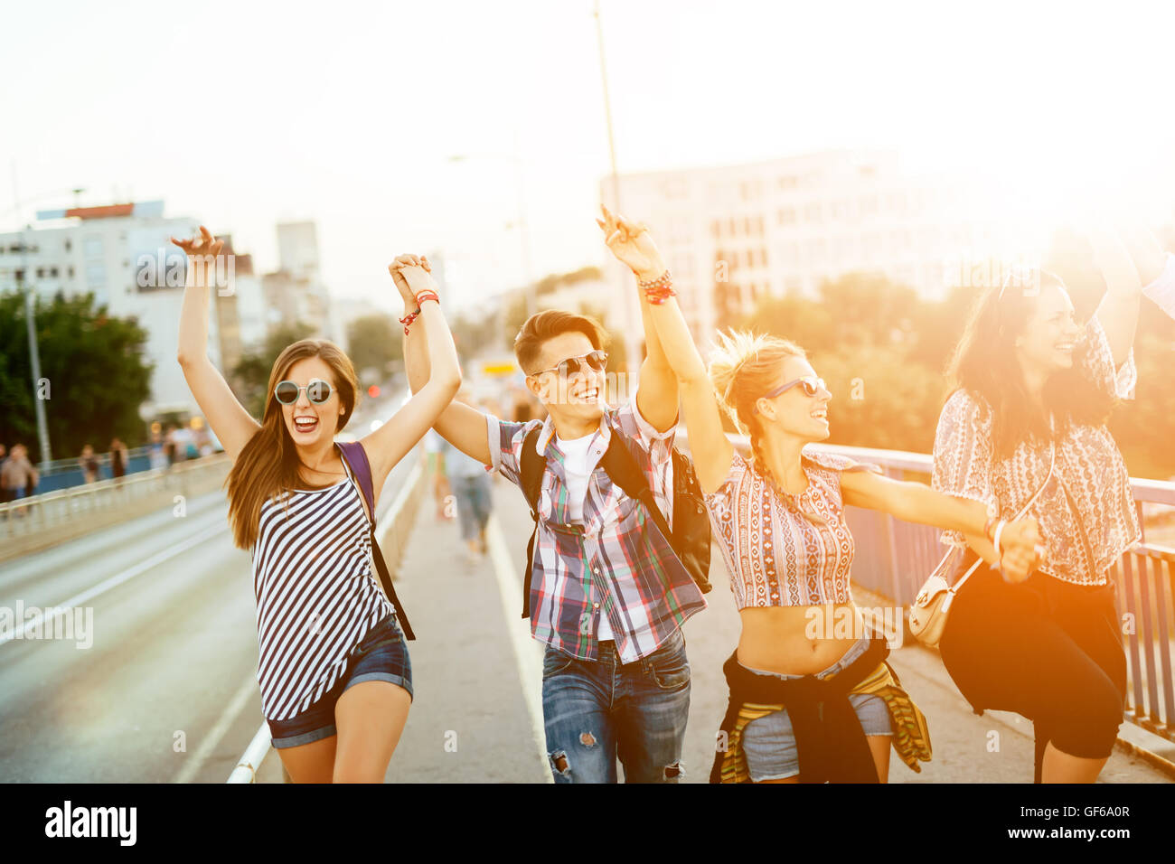 Happy energetic, young people having fun Stock Photo - Alamy