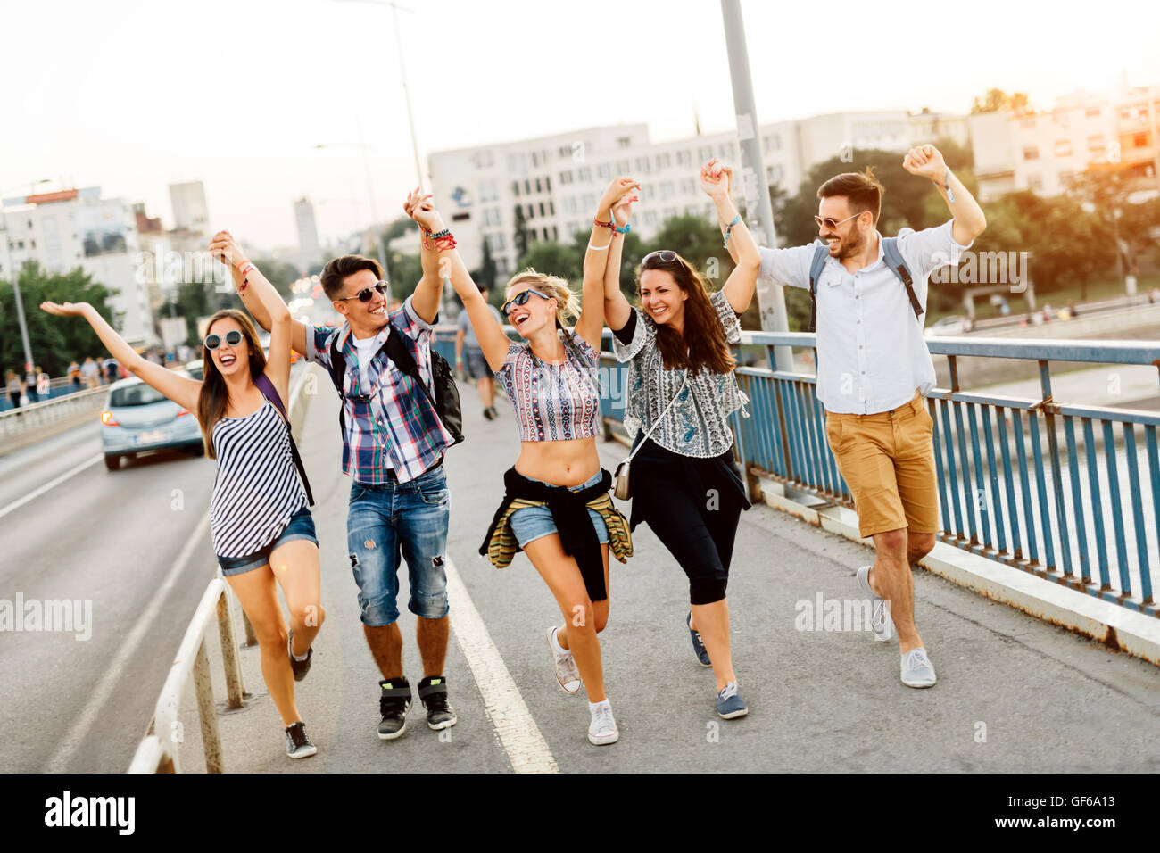 Happy energetic, young people having fun Stock Photo - Alamy