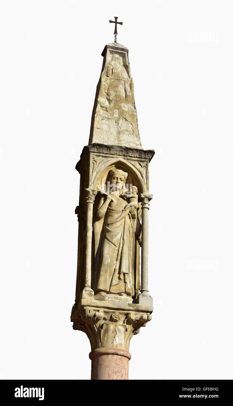 Typical medieval shrine in the center of Verona with Virgin Mary and ...