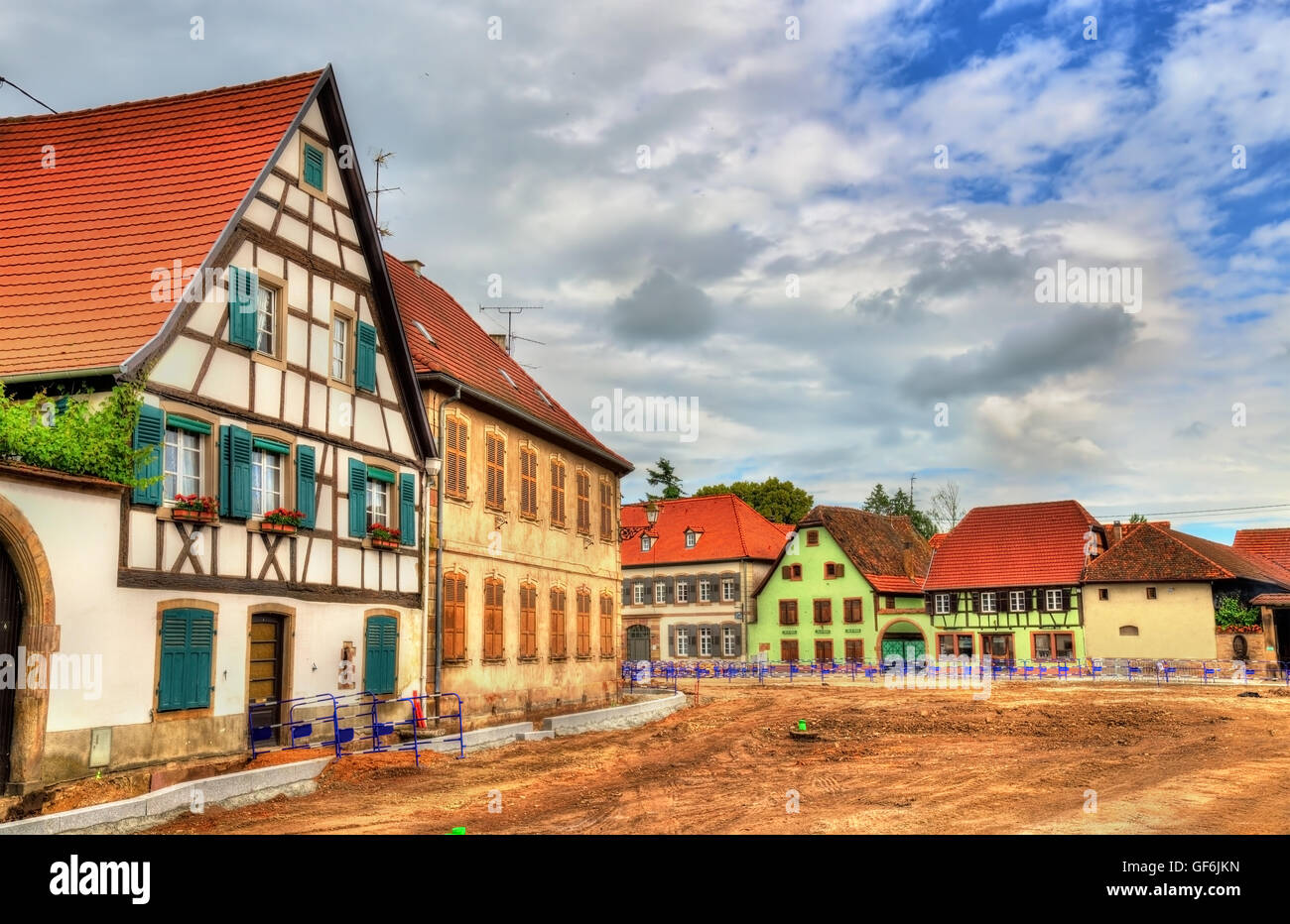 Traditional Alsatian houses in Molsheim - France Stock Photo - Alamy