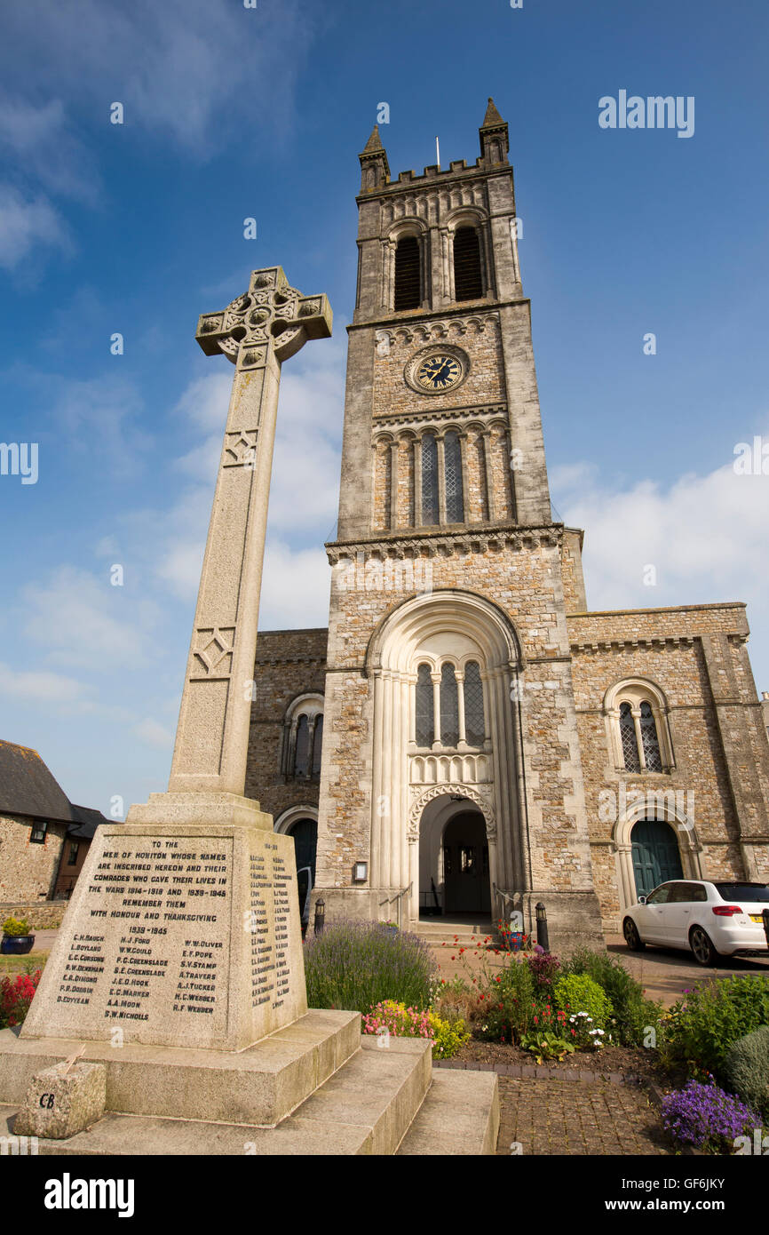 UK, England, Devon, Honiton, High Street, war memorial outside St Paul ...