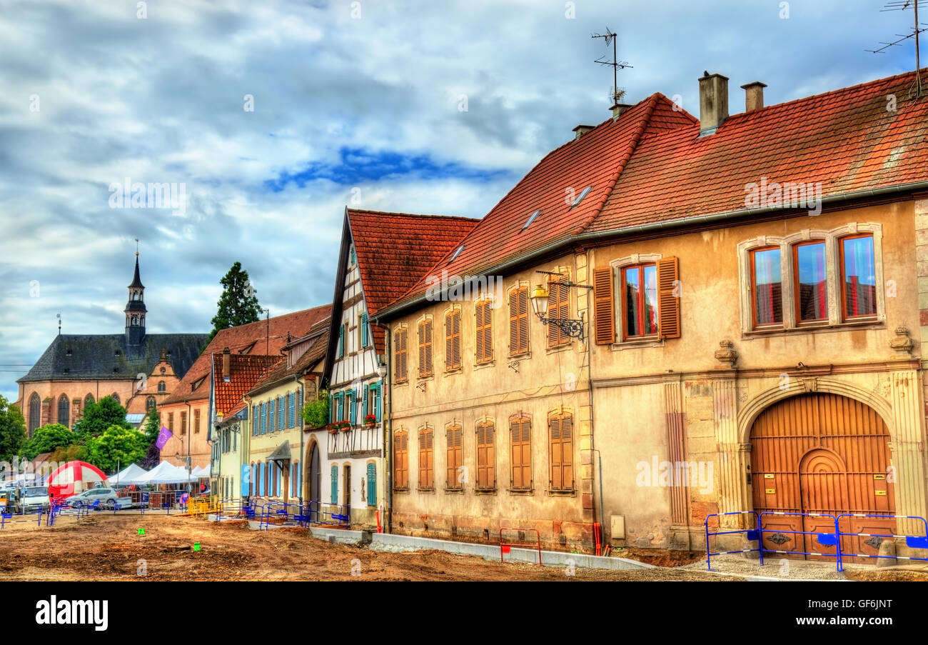 Traditional Alsatian houses in Molsheim - France Stock Photo - Alamy