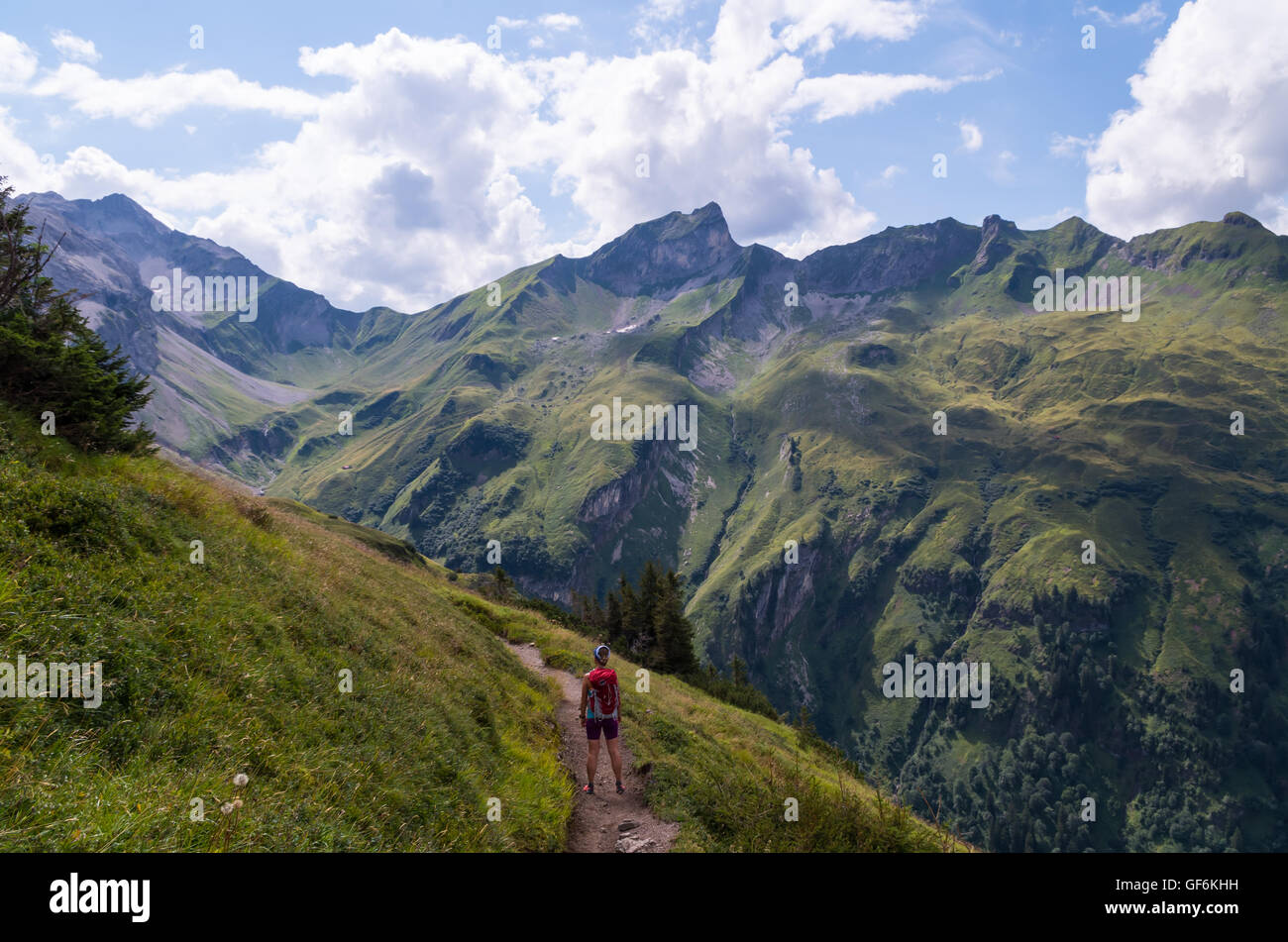 Female Hiker in the beautiful Allgau Alps near Oberstdorf, Germany ...