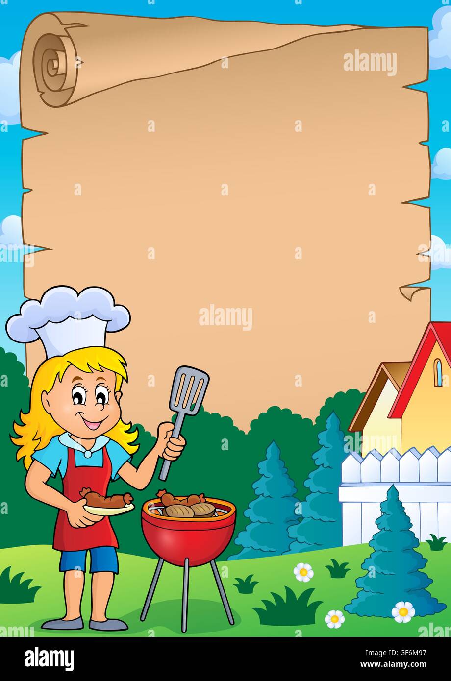 Barbeque theme parchment 2 - picture illustration Stock Photo - Alamy