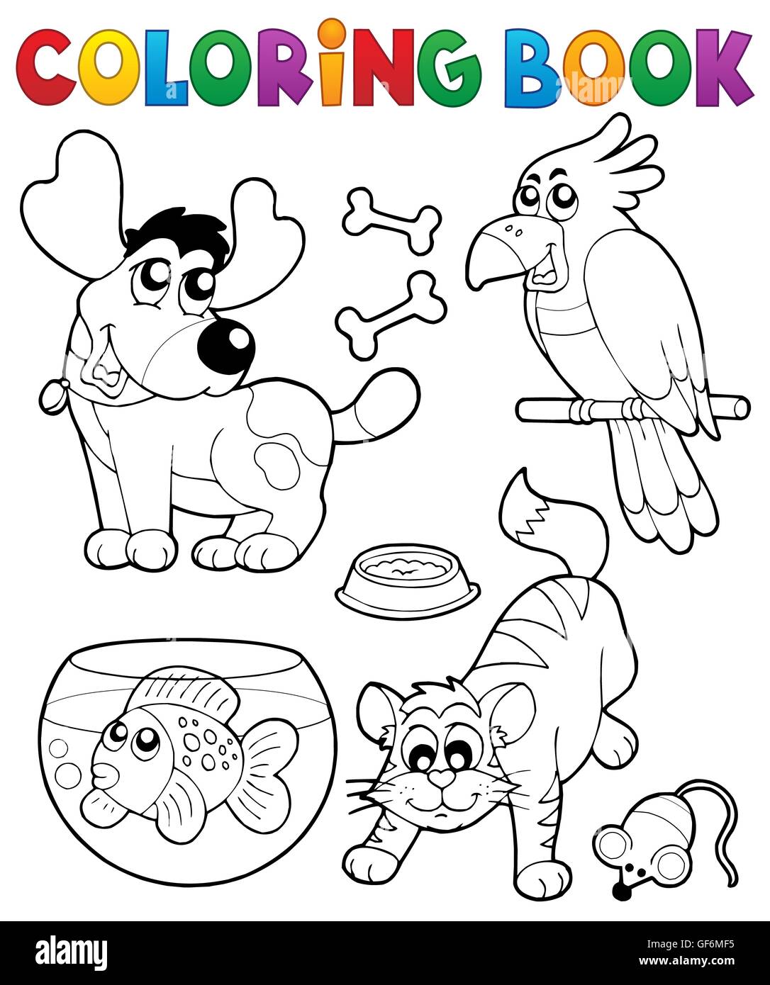Coloring book with pets 4 - picture illustration Stock Photo - Alamy