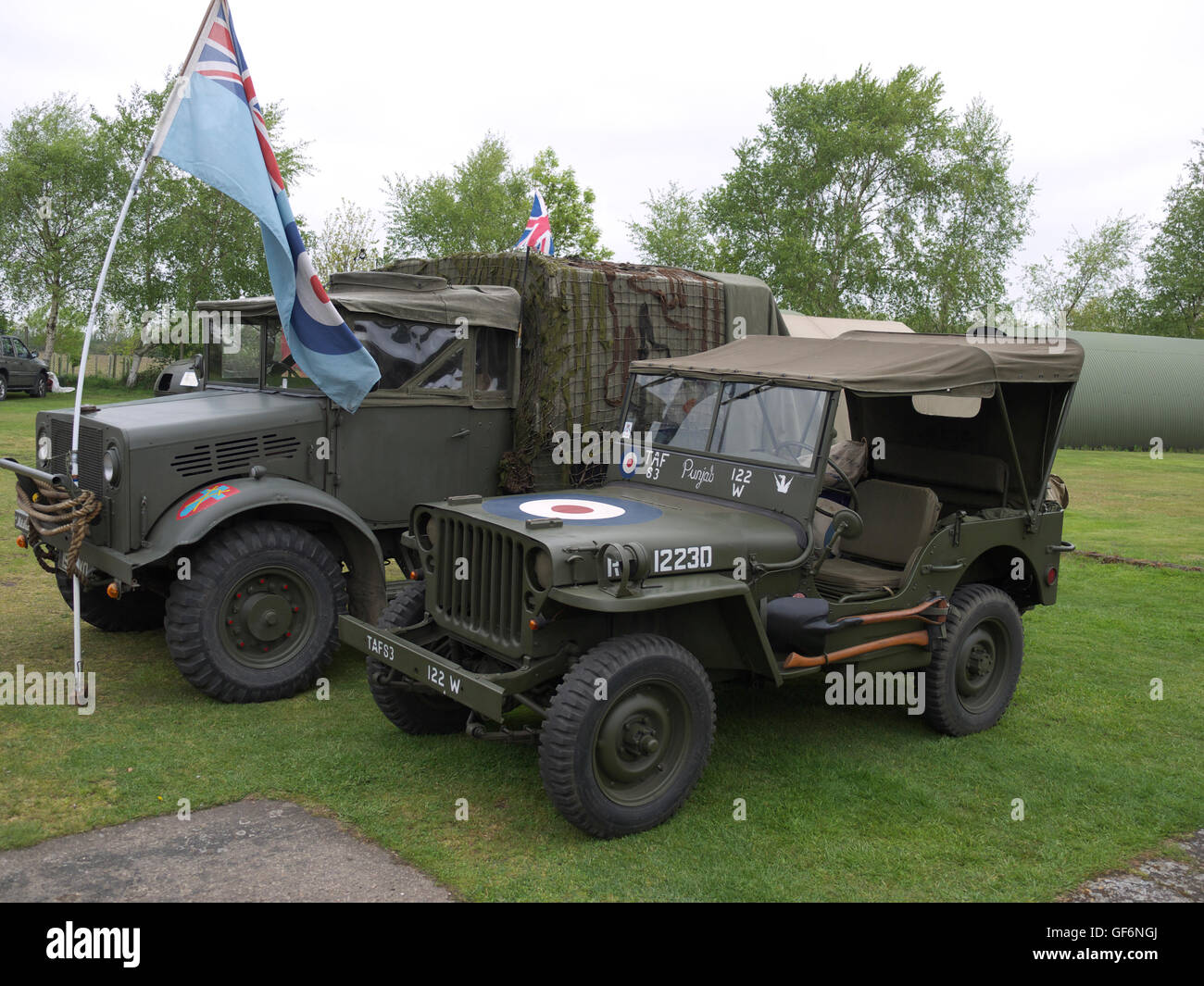 Vintage RAF vehicles on display at Thorpe Camp visitor center Stock ...