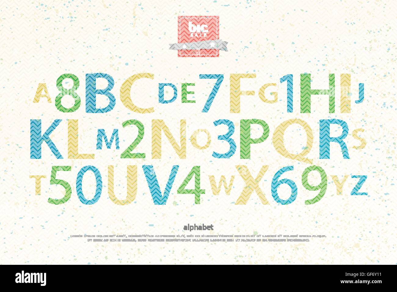 cartoon style alphabet letters and numbers over paper texture. vector ...