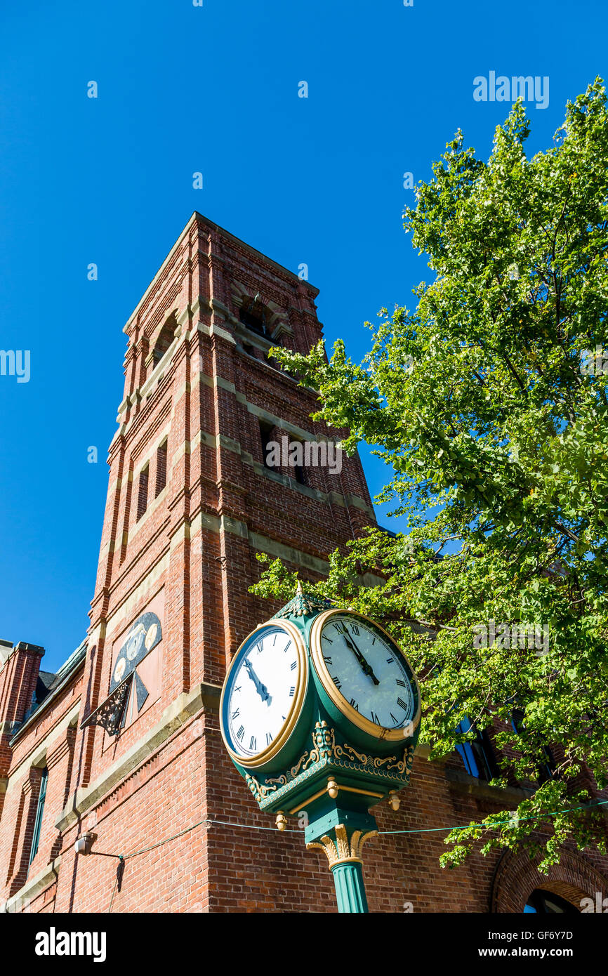 Town Clock by Brick Bell Tower in Charlottetown Stock Photo - Alamy