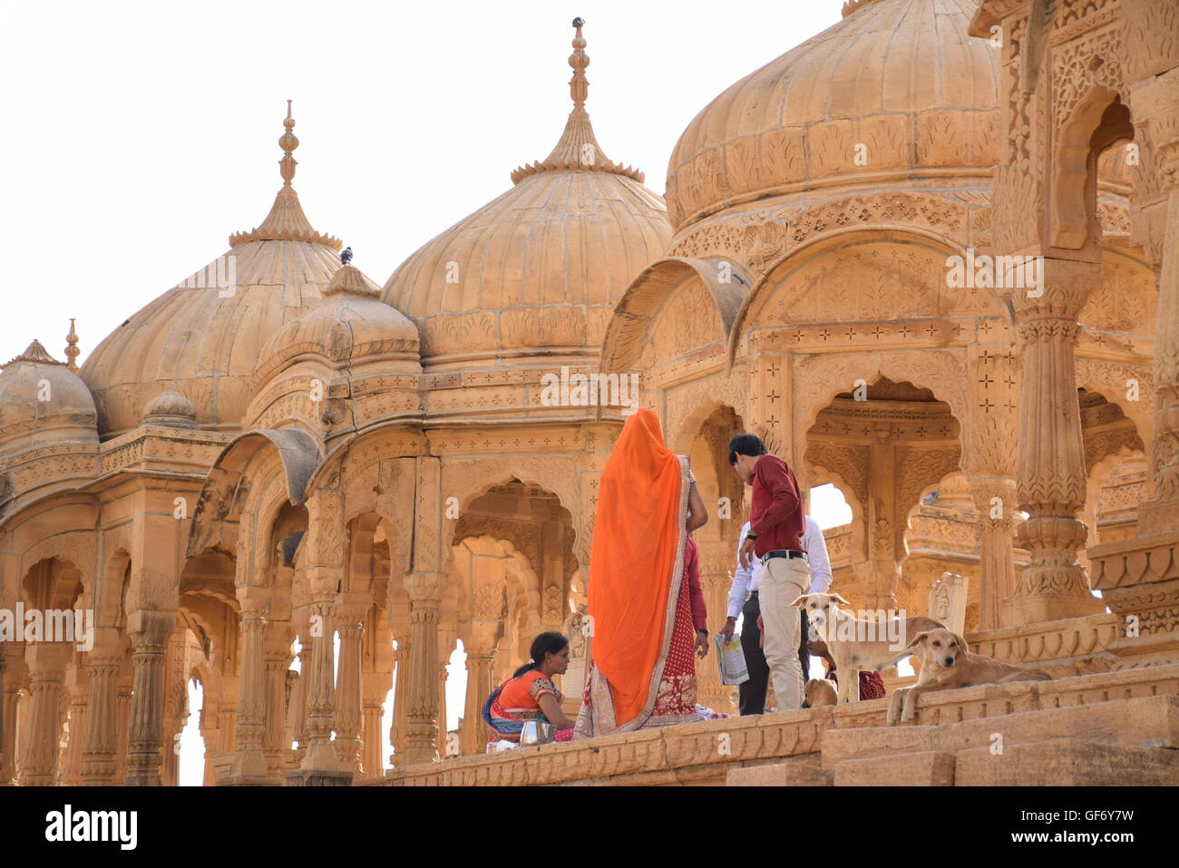 People in Bada Bagh cemetery, Jaisalmer, Rajasthan, India Stock Photo ...