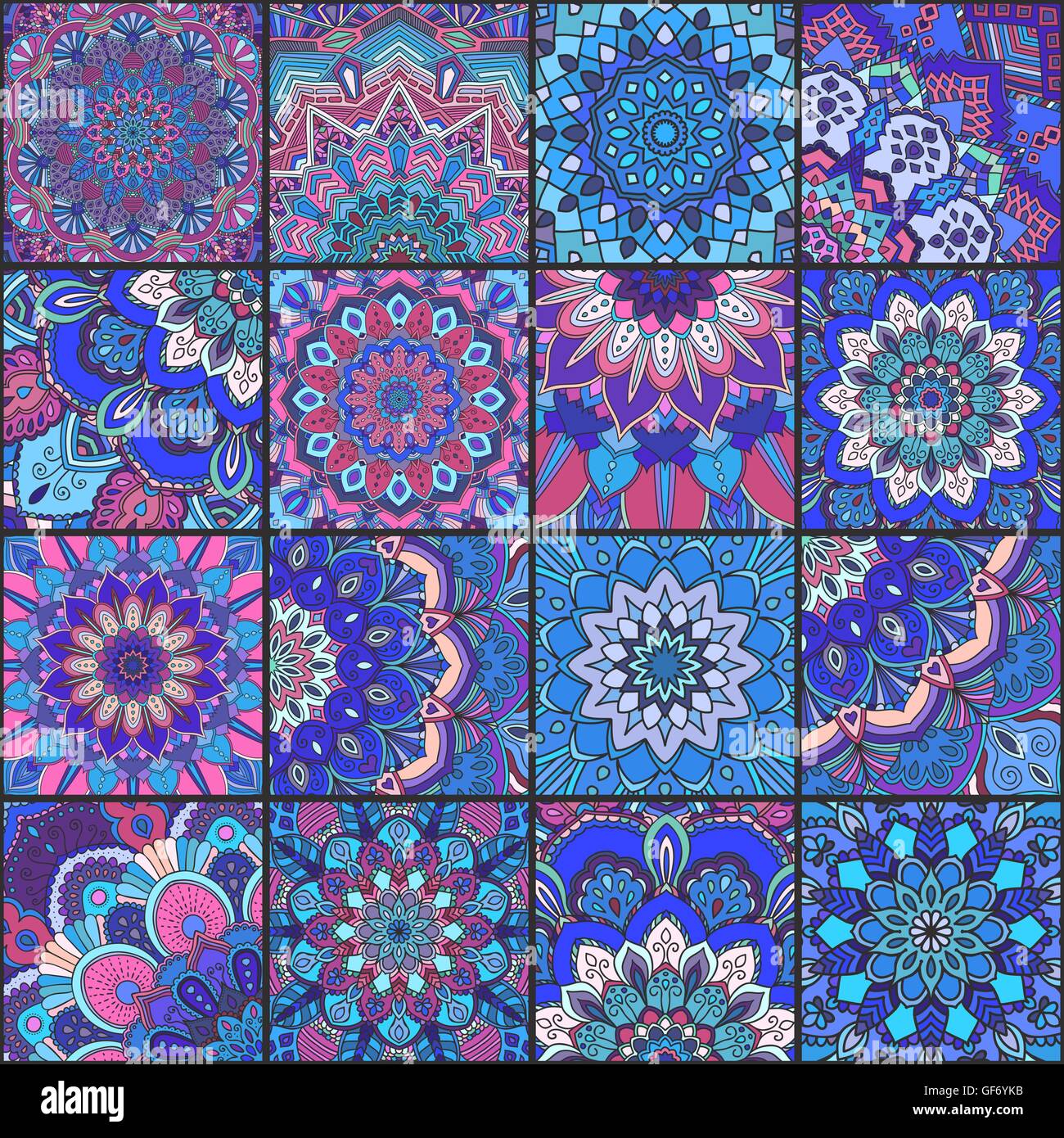 Blue Pink Boho Tile Seamless Stock Vector Image & Art - Alamy
