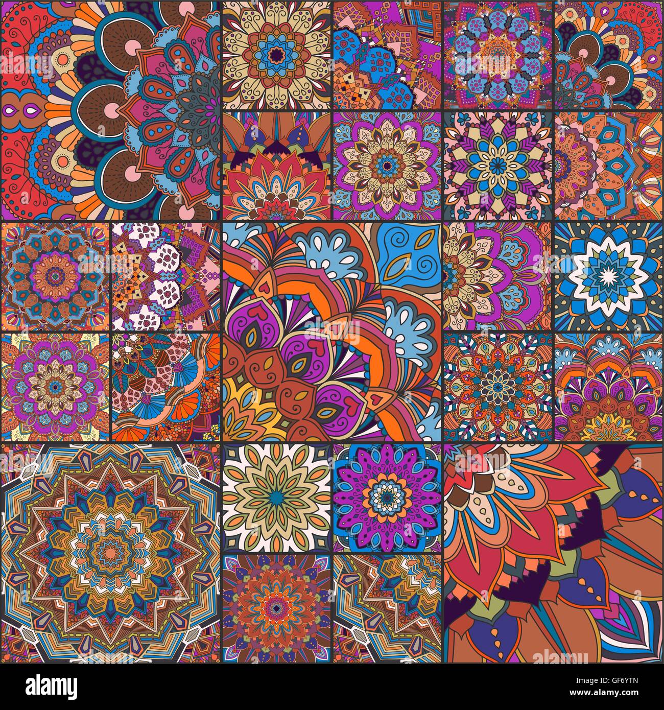 Orange square tile boho pattern hi-res stock photography and images - Alamy