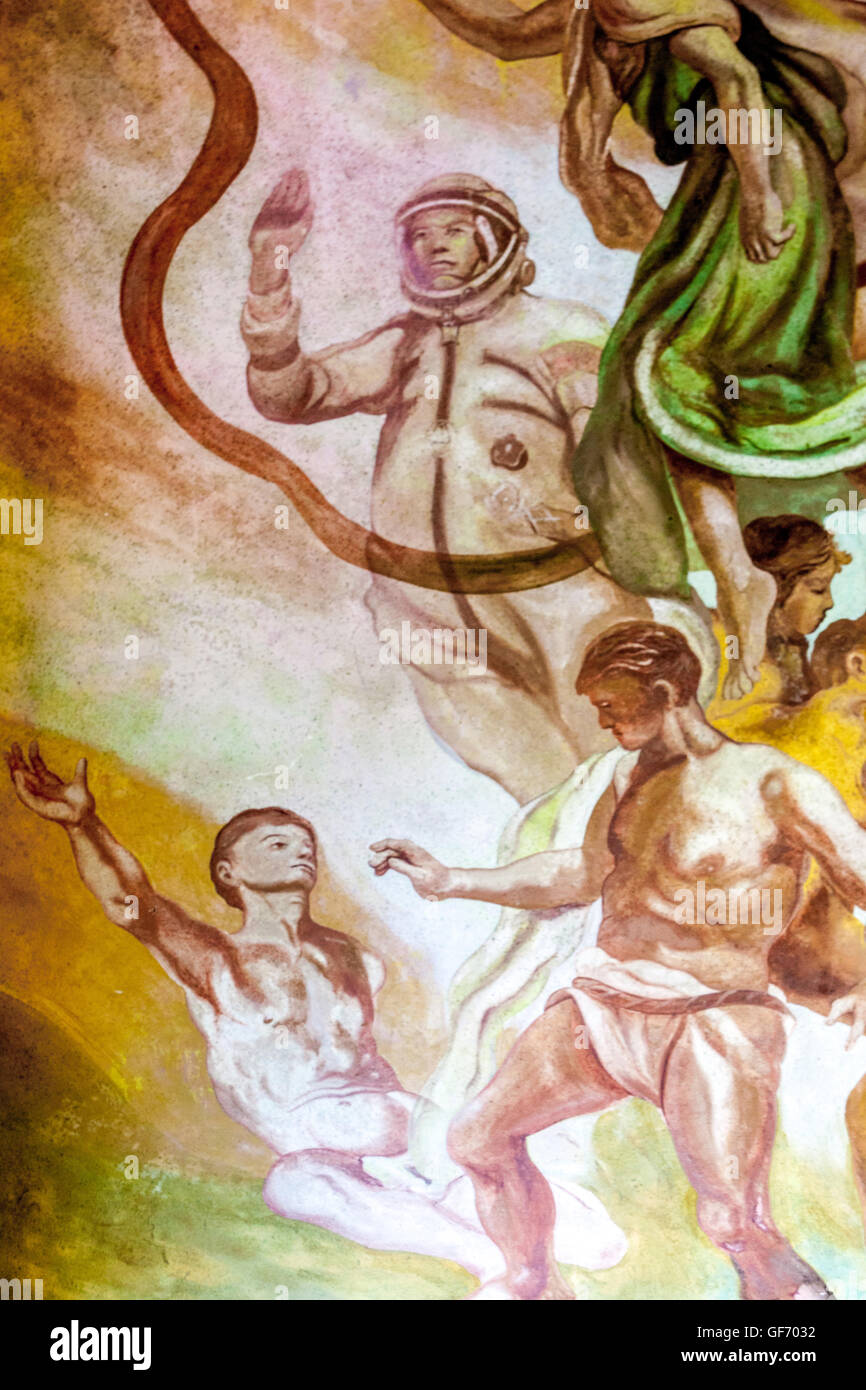 Ceiling frescoes, Astronaut, Czech Spa Colonnade, Marianske Lazne, West ...