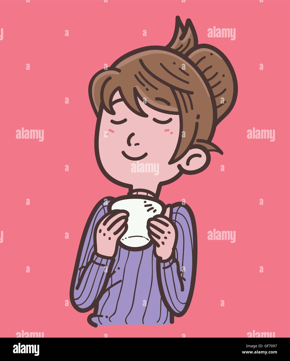 Girl enjoying drinking tea or coffee Stock Vector Image & Art - Alamy