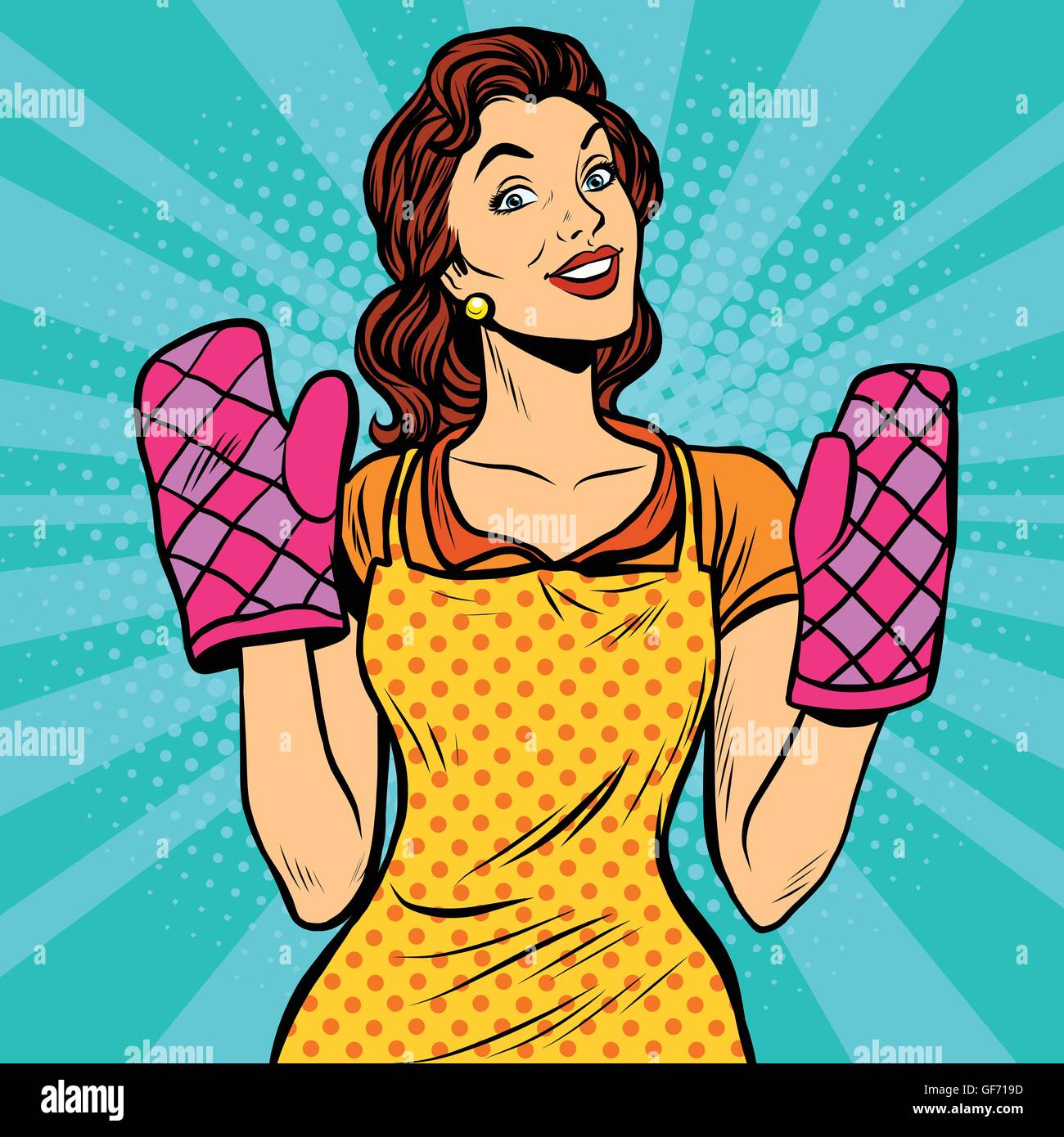 Retro woman cooking in the kitchen Stock Vector Image & Art - Alamy