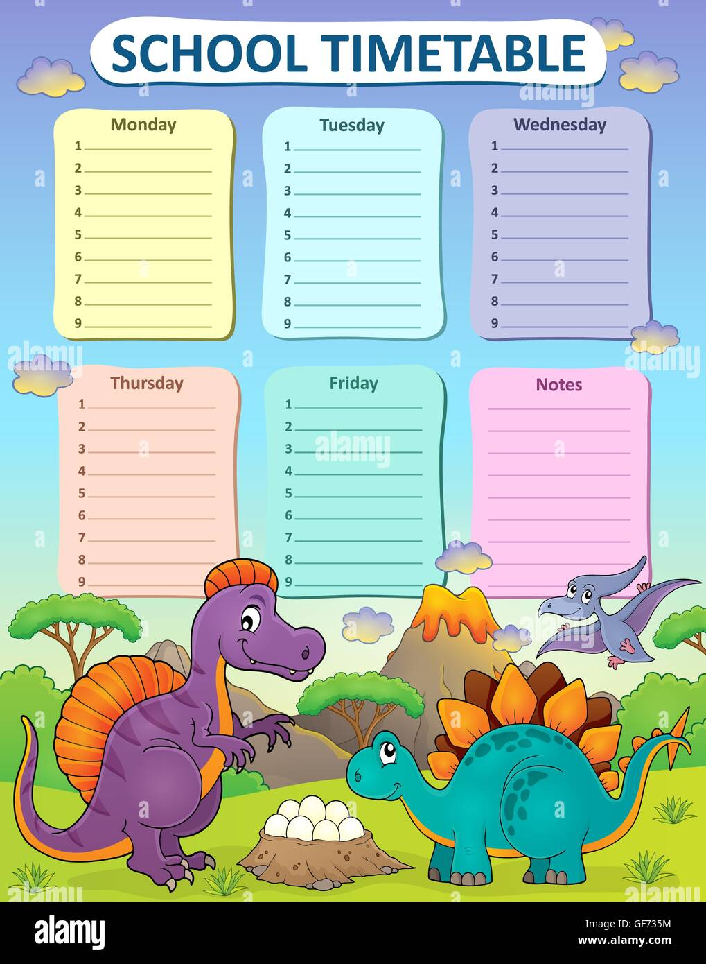 Weekly school timetable thematics 2 - picture illustration Stock Photo ...