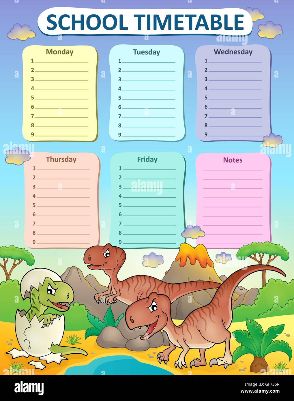 Weekly school timetable thematics 3 - picture illustration Stock Photo ...