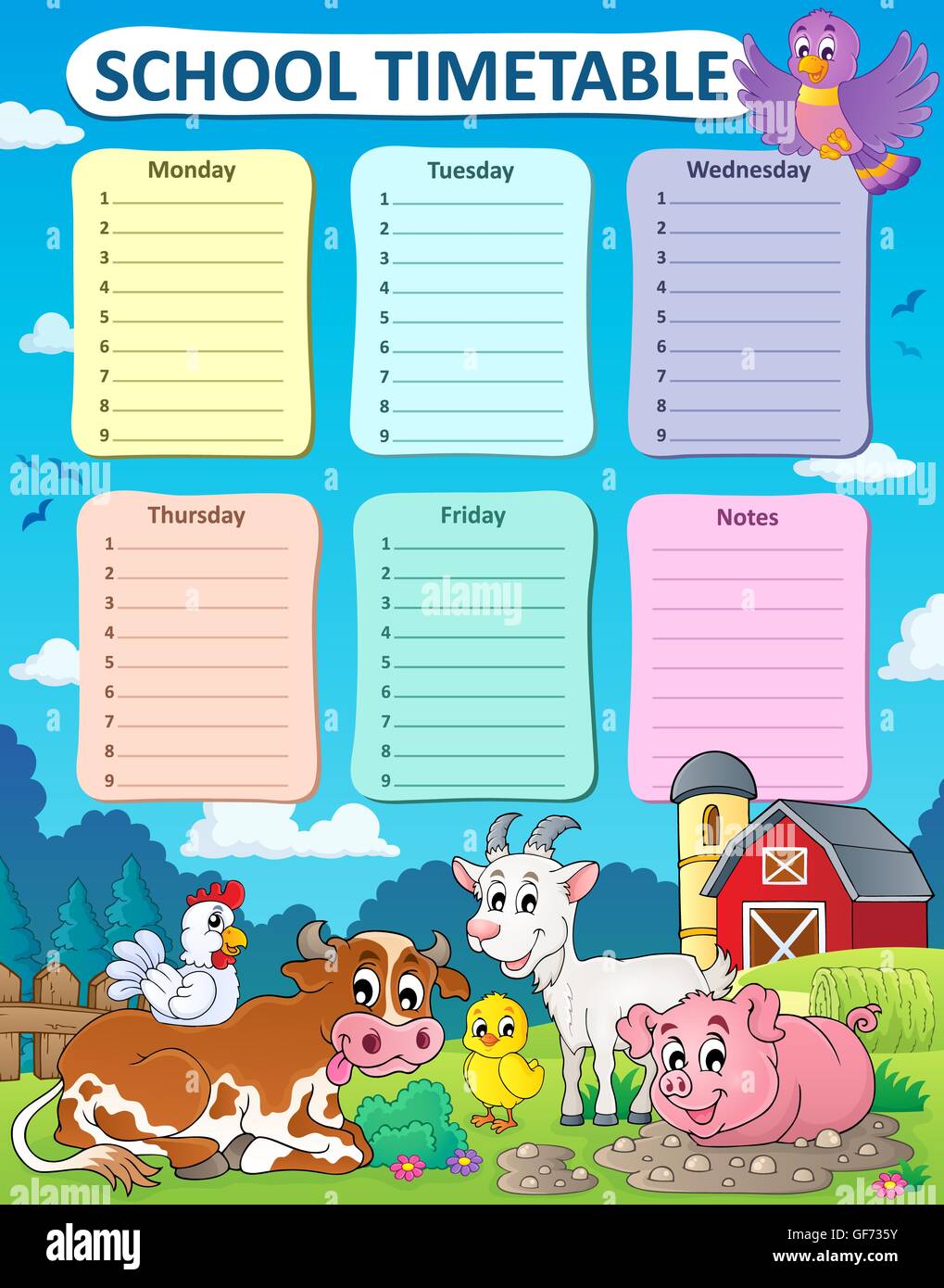 Weekly school timetable thematics 5 - picture illustration Stock Photo ...