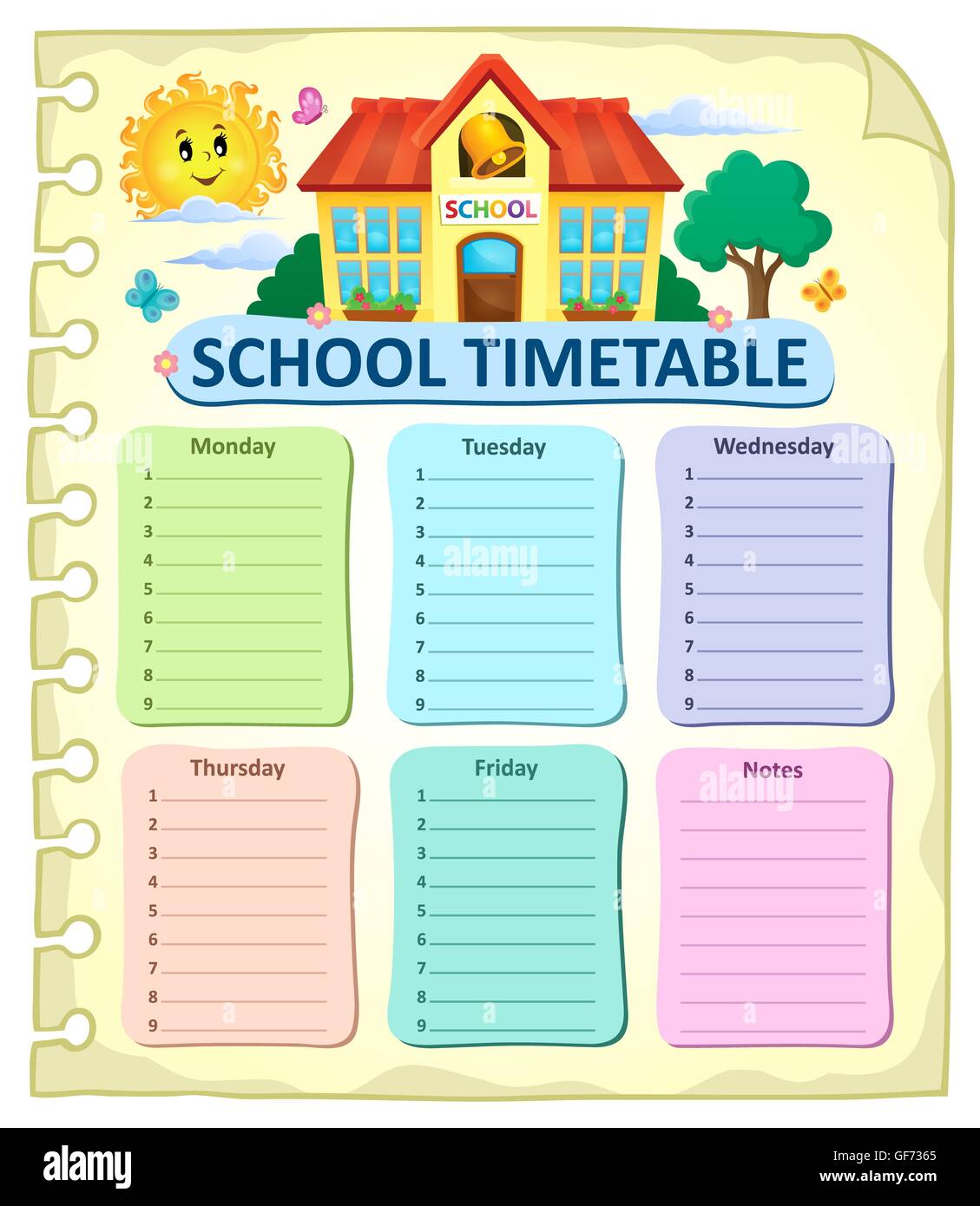 School time table chart Cut Out Stock Images & Pictures - Alamy