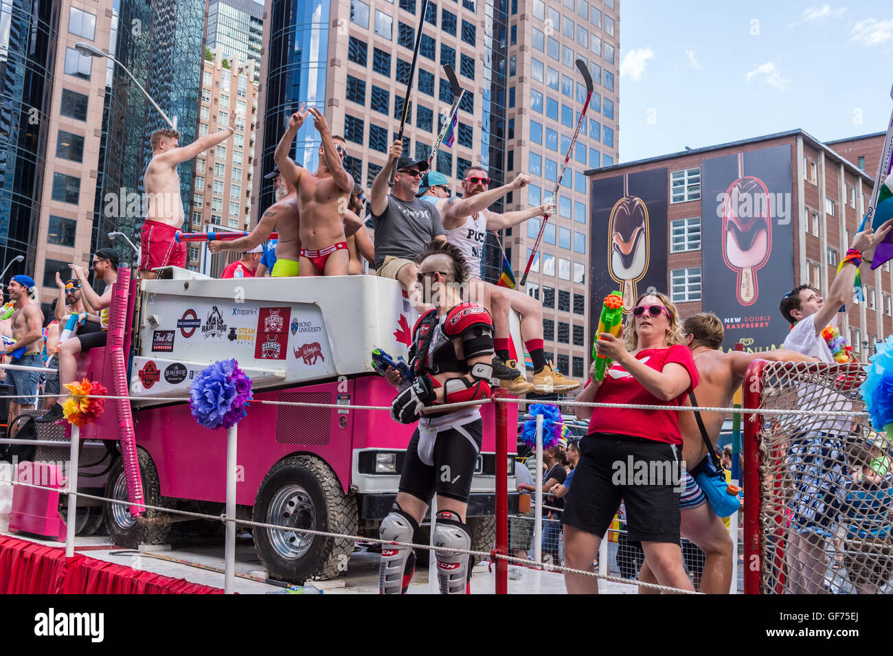 Toronto, CA - 3 July 2016: Participants in Toronto 2016 gay pride ...
