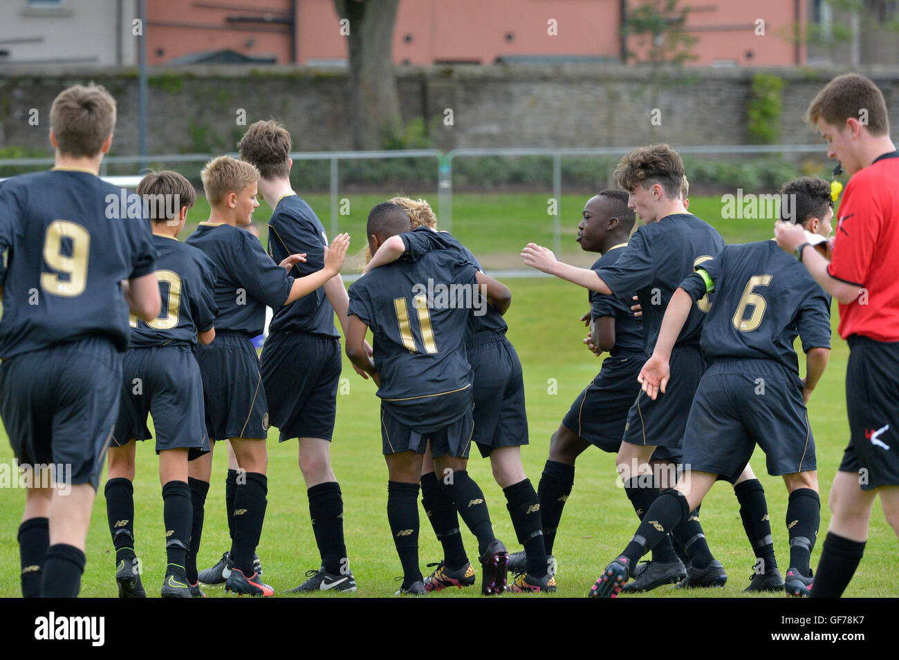 Glasgow Celtic under 14 footballers celebrate goal in Foyle Cup, Derry ...