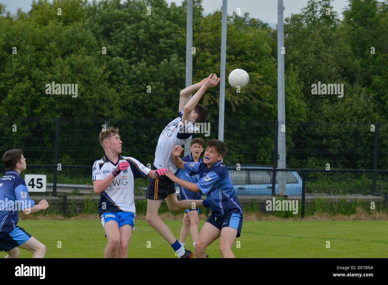 Irish teenagers playing Gaelic football, Derry, Northern Ireland Stock ...
