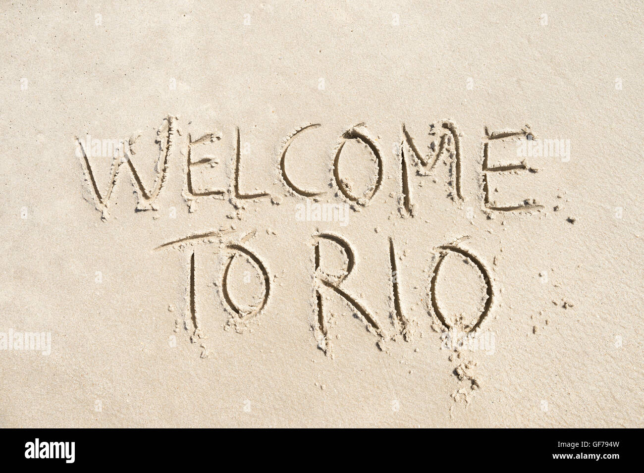 Welcome to Rio (as in, de Janeiro, Brazil) message handwritten in ...