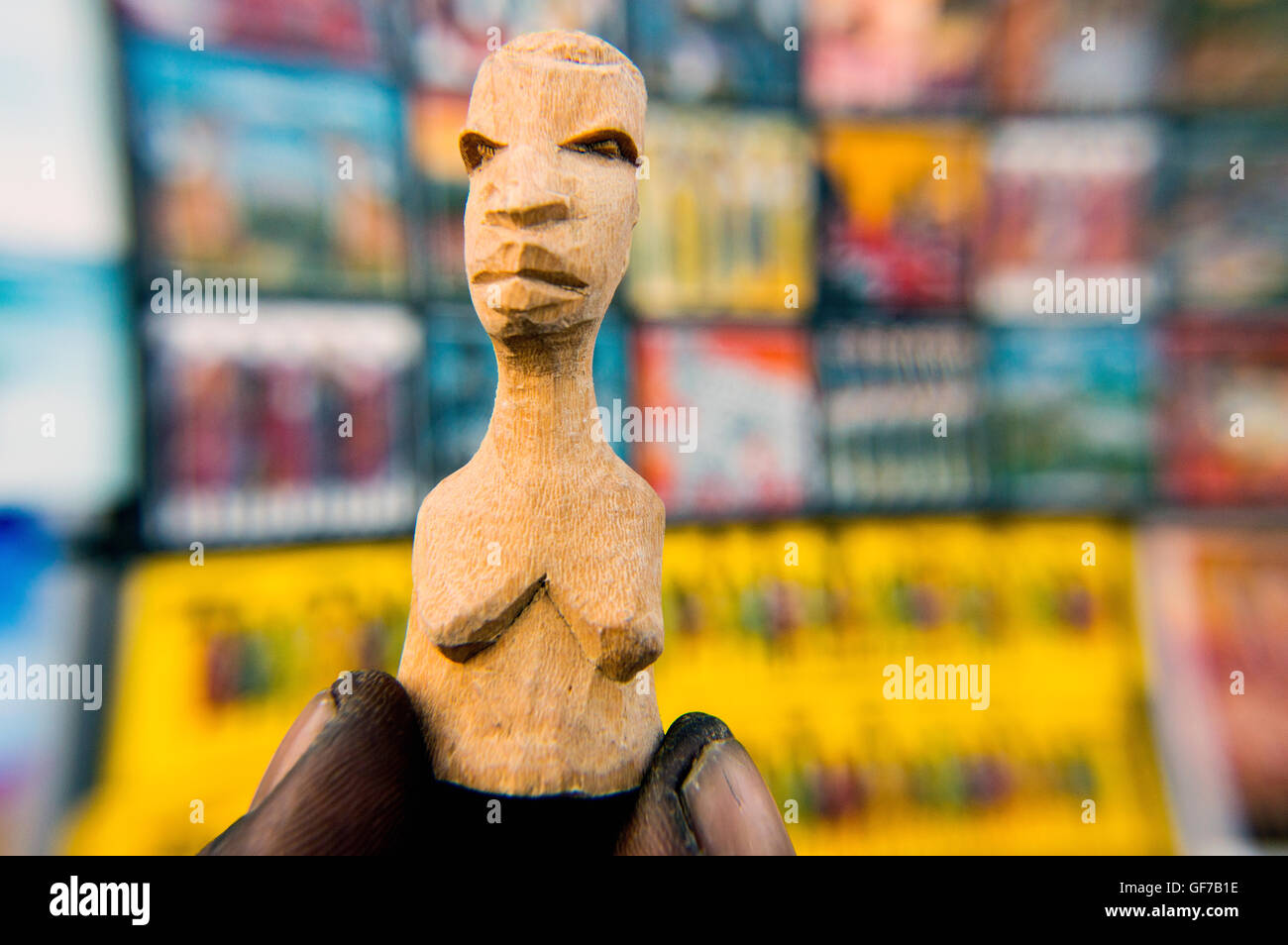 Travel tourism makonde carved miniature wooden figure in art gallery hi ...