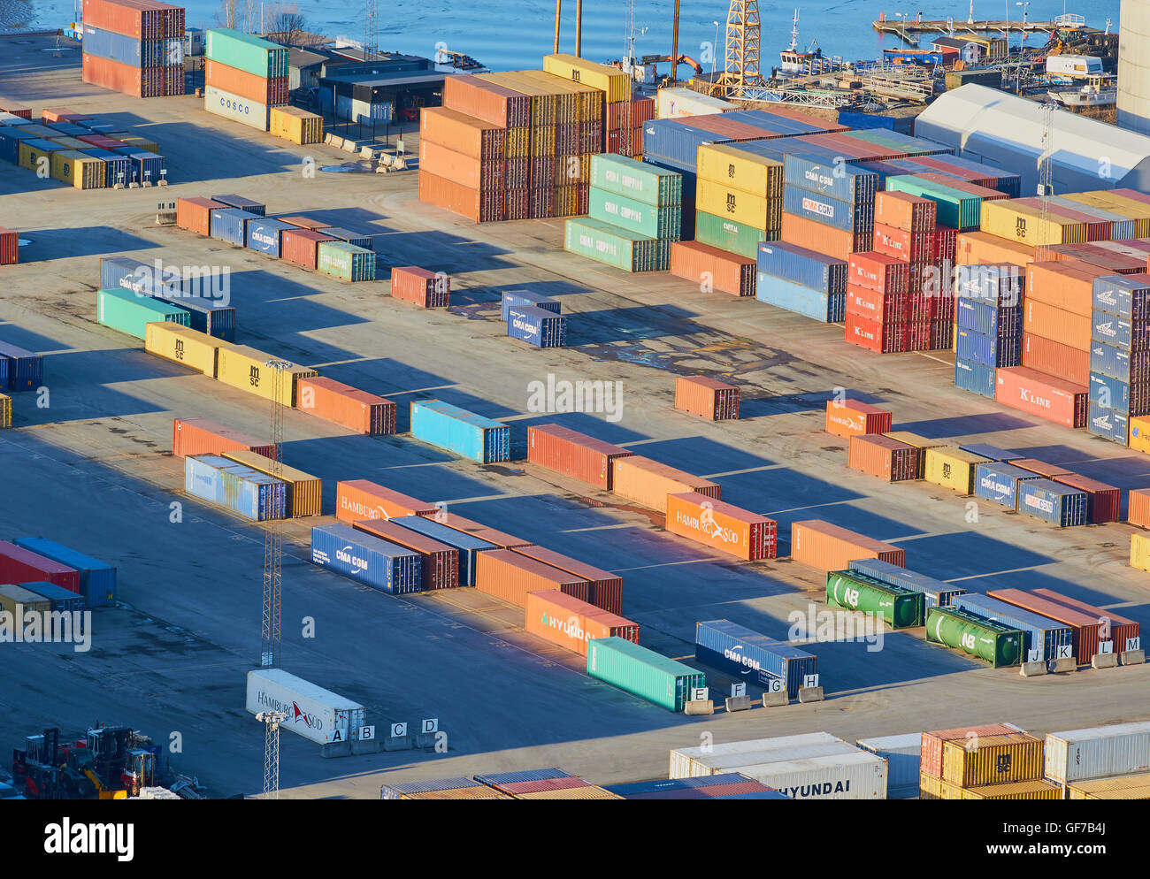 Aerial view of container terminal, Frihamnen, Stockholm Sweden ...