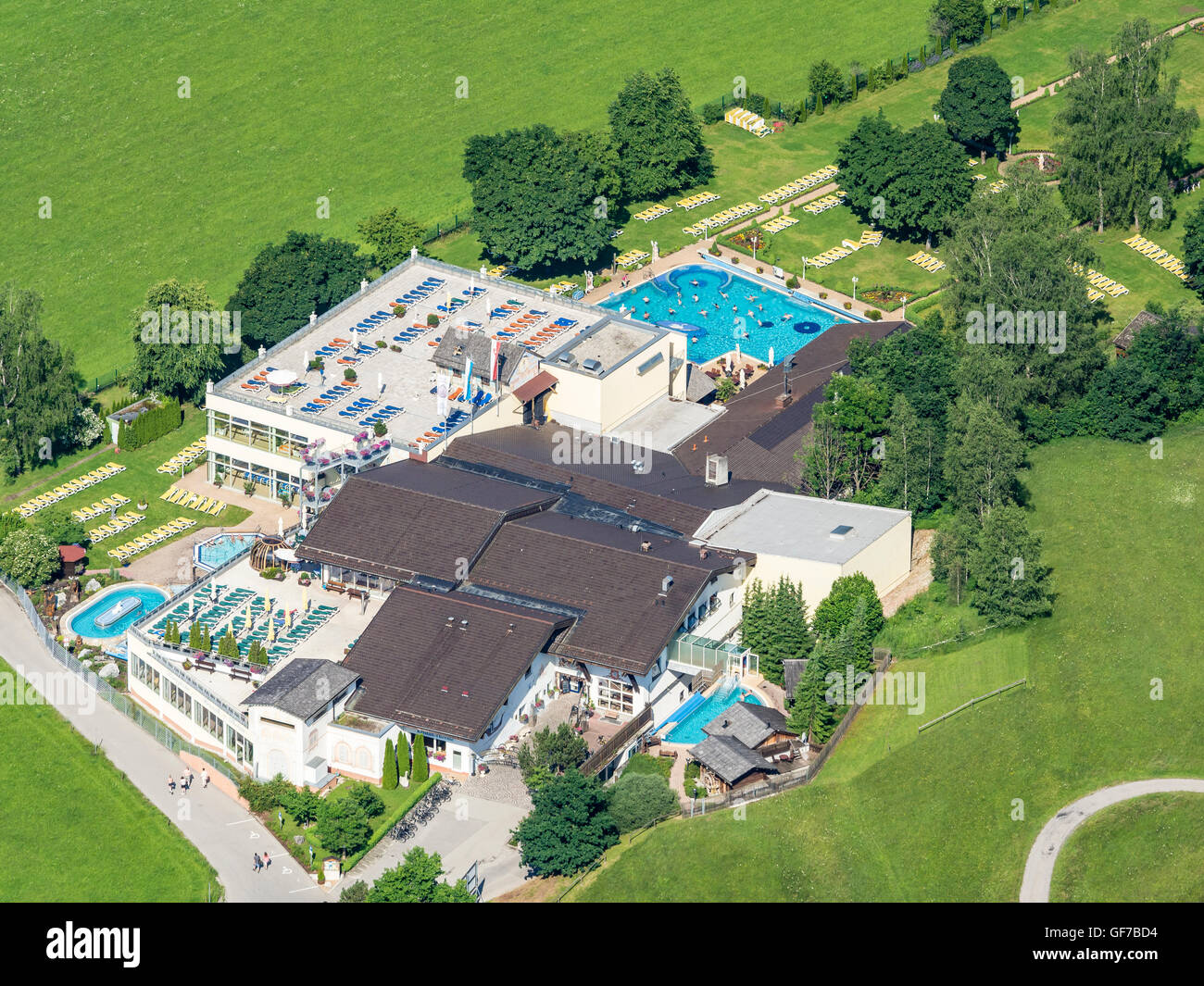 Kristall-Therme, spa, Waltenhofen, aerial view, near Füssen, Fuessen ...