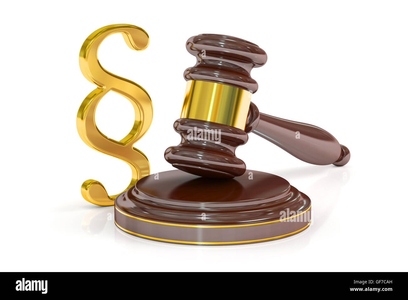Paragraph Law Symbol And Judge Gavel, 3D rendering isolated on white ...