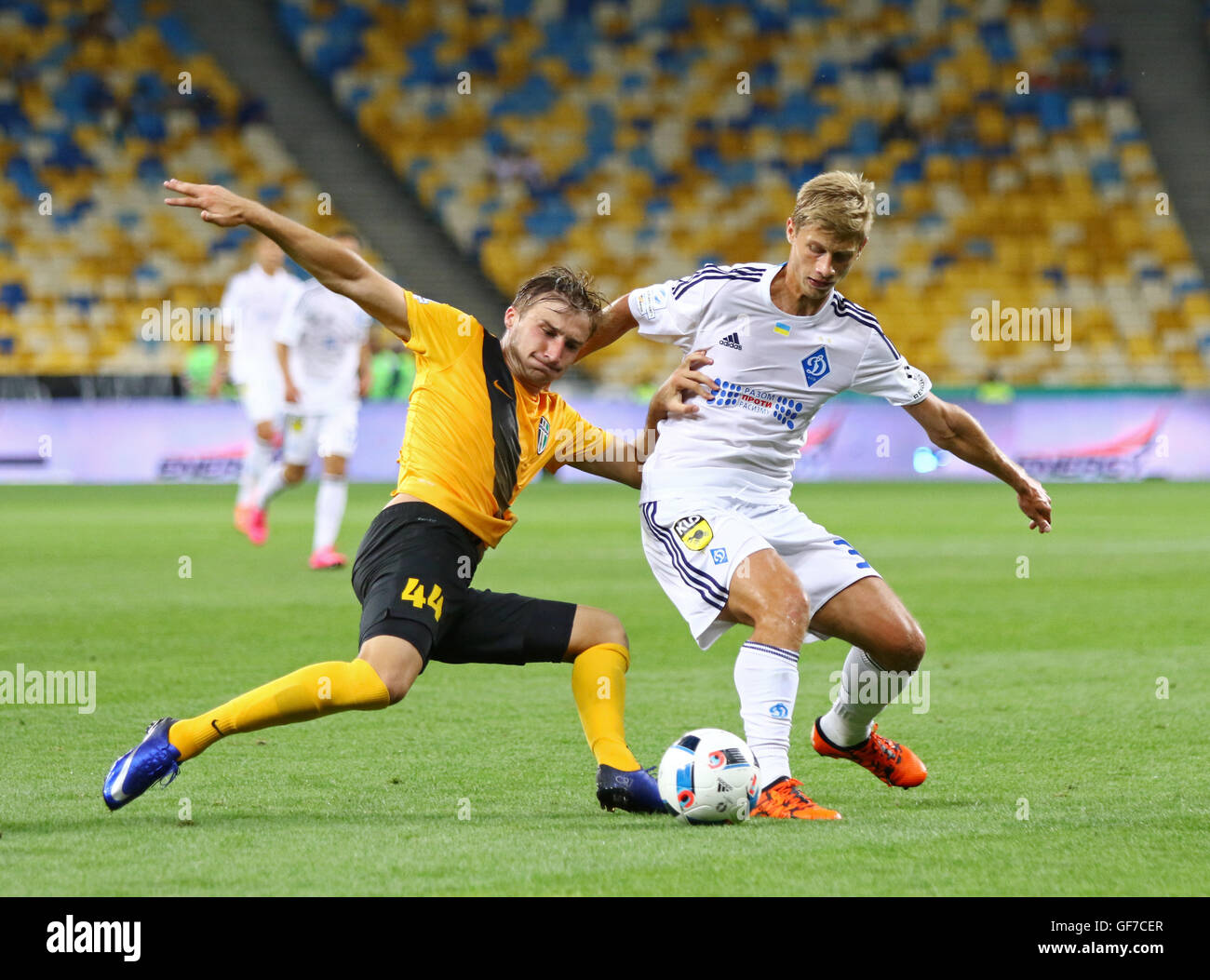 KYIV, UKRAINE - JULY 23, 2016: Valery Fedorchuk of Dynamo Kyiv (R ...