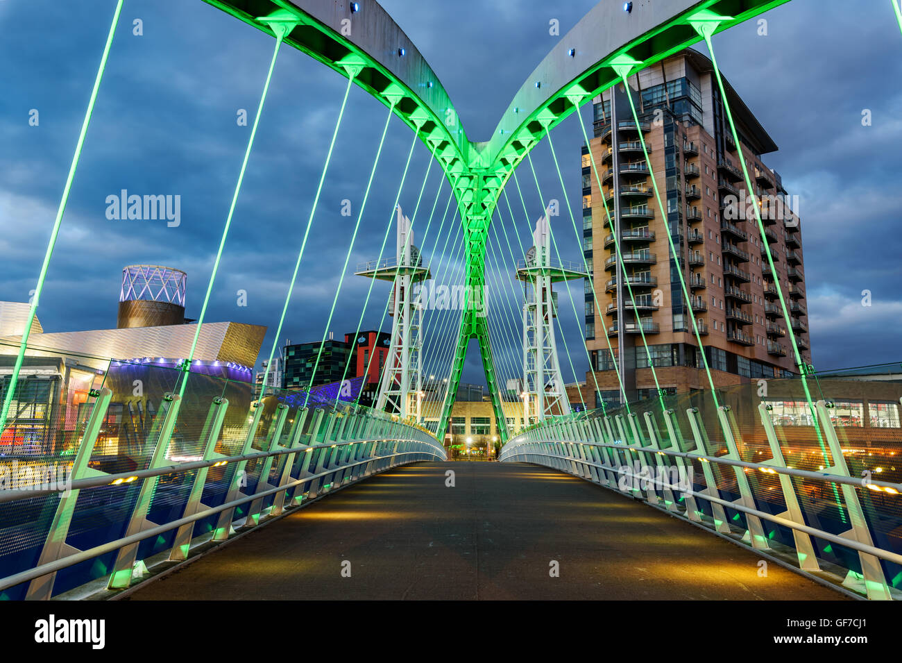 The Salford Quays Millennium Lift Bridge, across the Manchester Ship ...