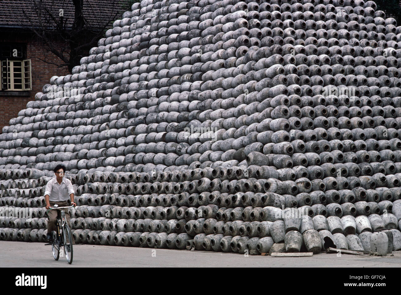 Rice wine containers in Shaoxing Rice Wine yard, Shaoxing, Zhejiang ...