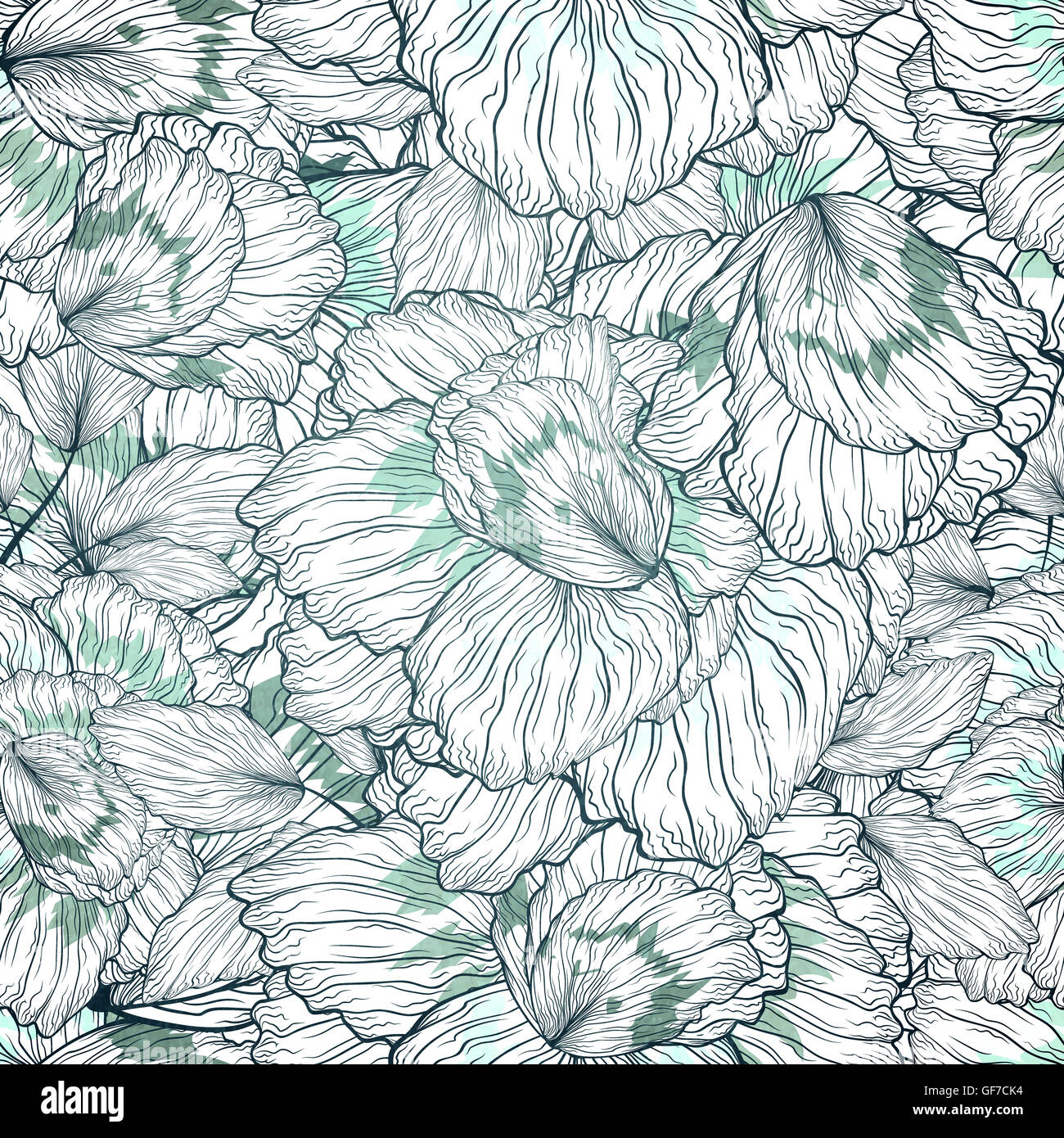 Seamless Floral Ornament Pattern With Flowers And Leaves Stock Photo ...