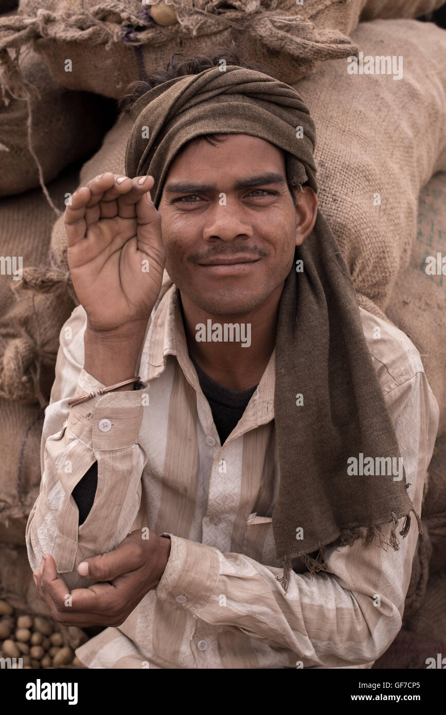 Indian man at the market in Vrindavan, Uttar Pradesh, India Stock Photo ...